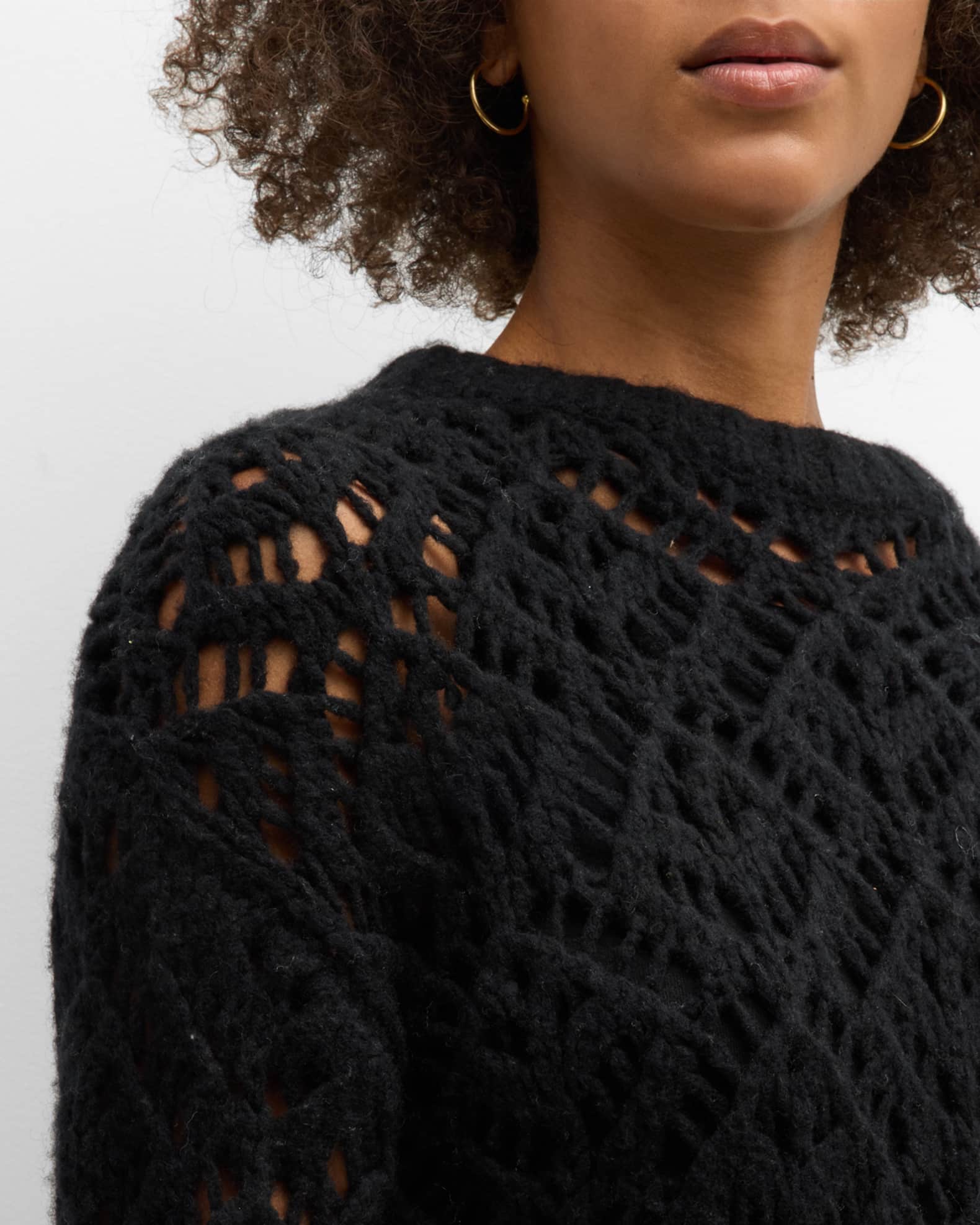Naadam Wool-Cashmere Open Stitch Sweater | Neiman Marcus