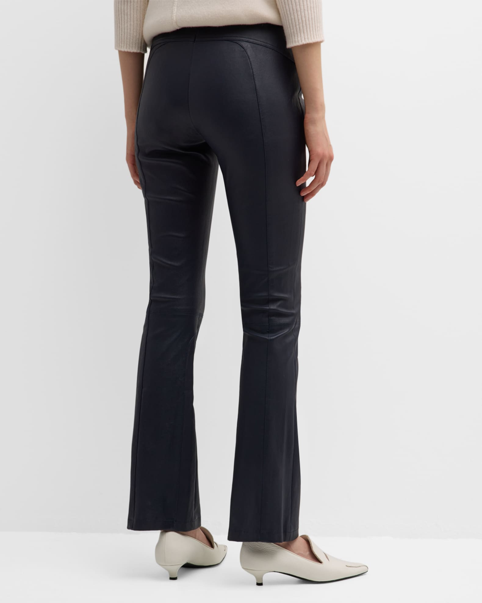 TWP Morrison Lamb Leather Flare Pants | Neiman Marcus