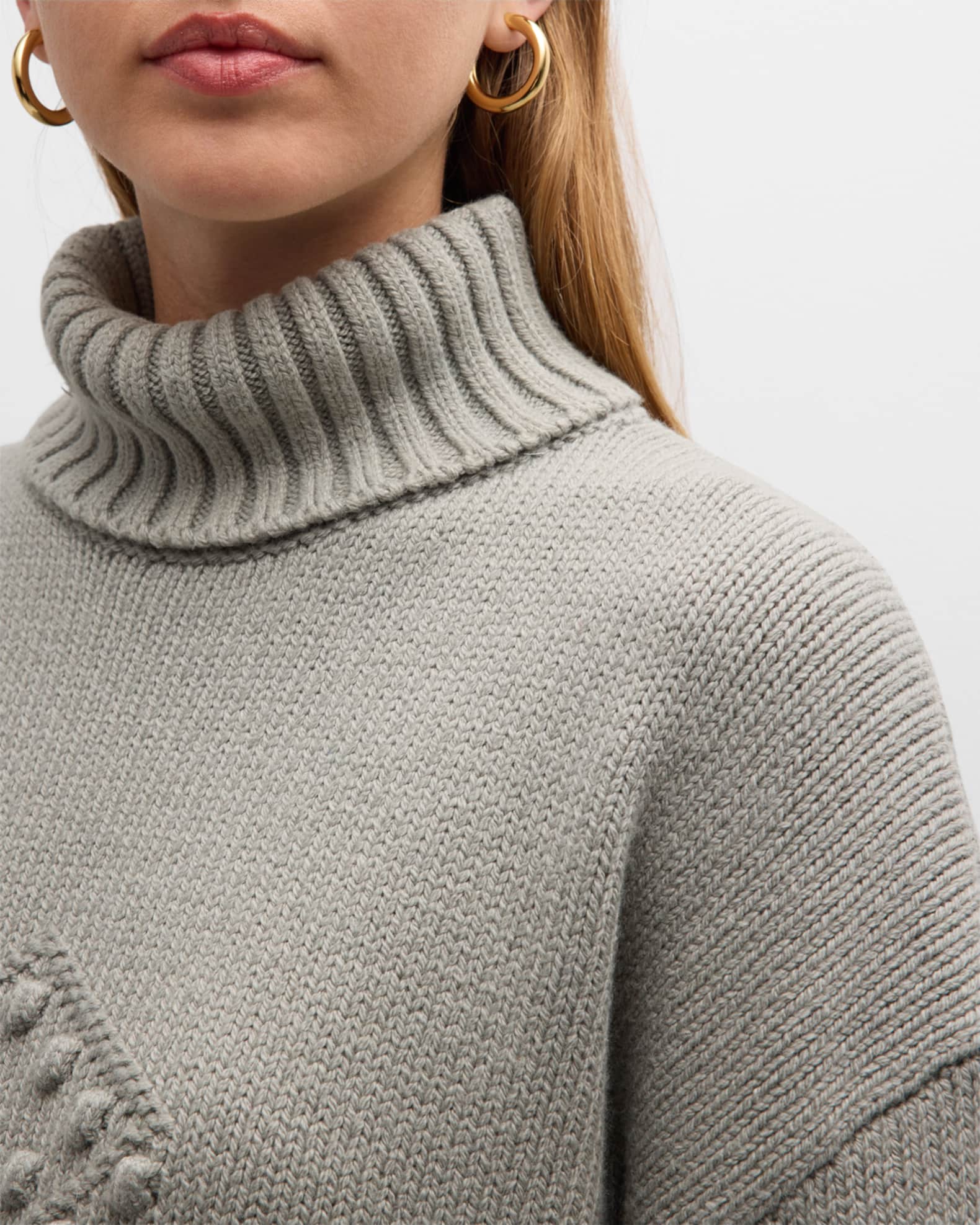 Splendid Elvira Turtleneck Drop-Shoulder Pom Sweater | Neiman Marcus
