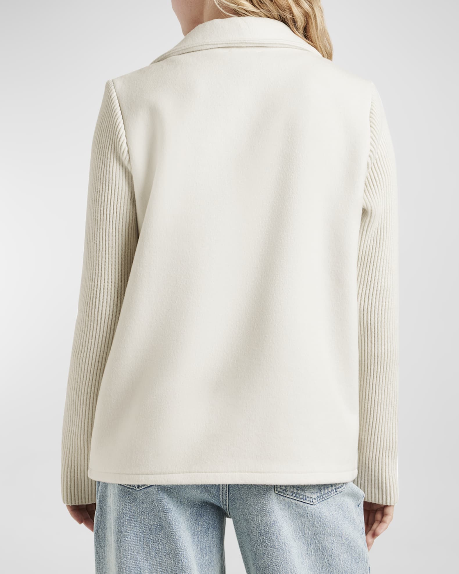 Splendid Singrid Rib-Sleeve Wool-Blend Coat | Neiman Marcus