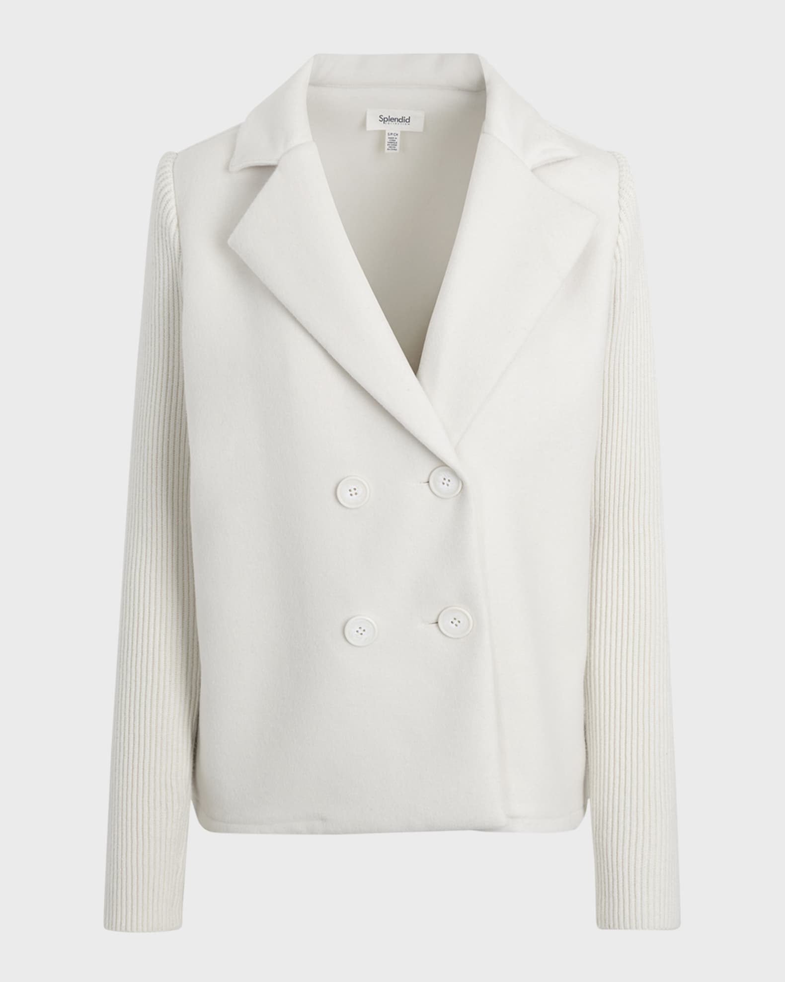 Splendid Singrid Rib-Sleeve Wool-Blend Coat | Neiman Marcus