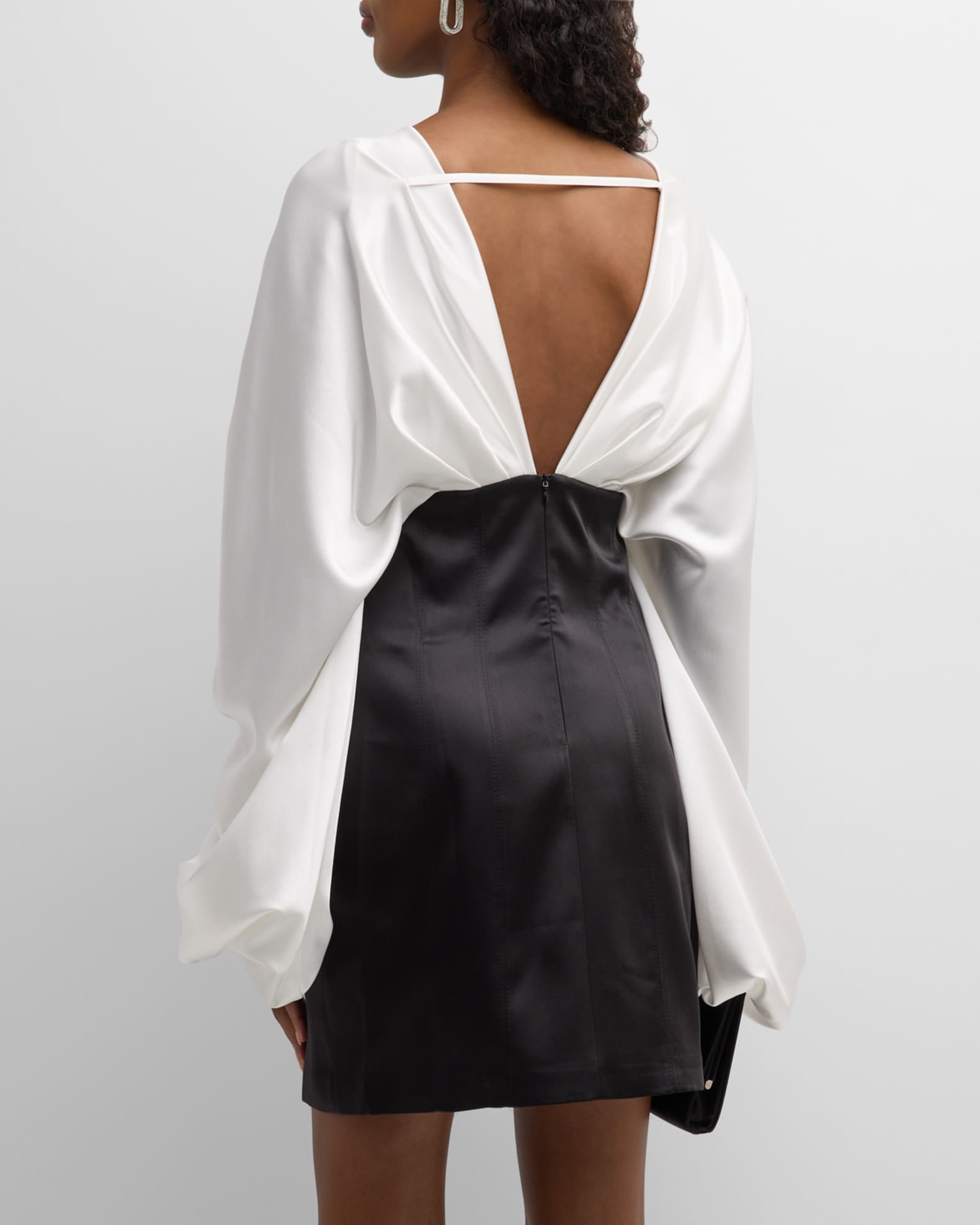GIGII'S Libre Luxus Pleated Deep V-Neck Mini Dress | Neiman Marcus