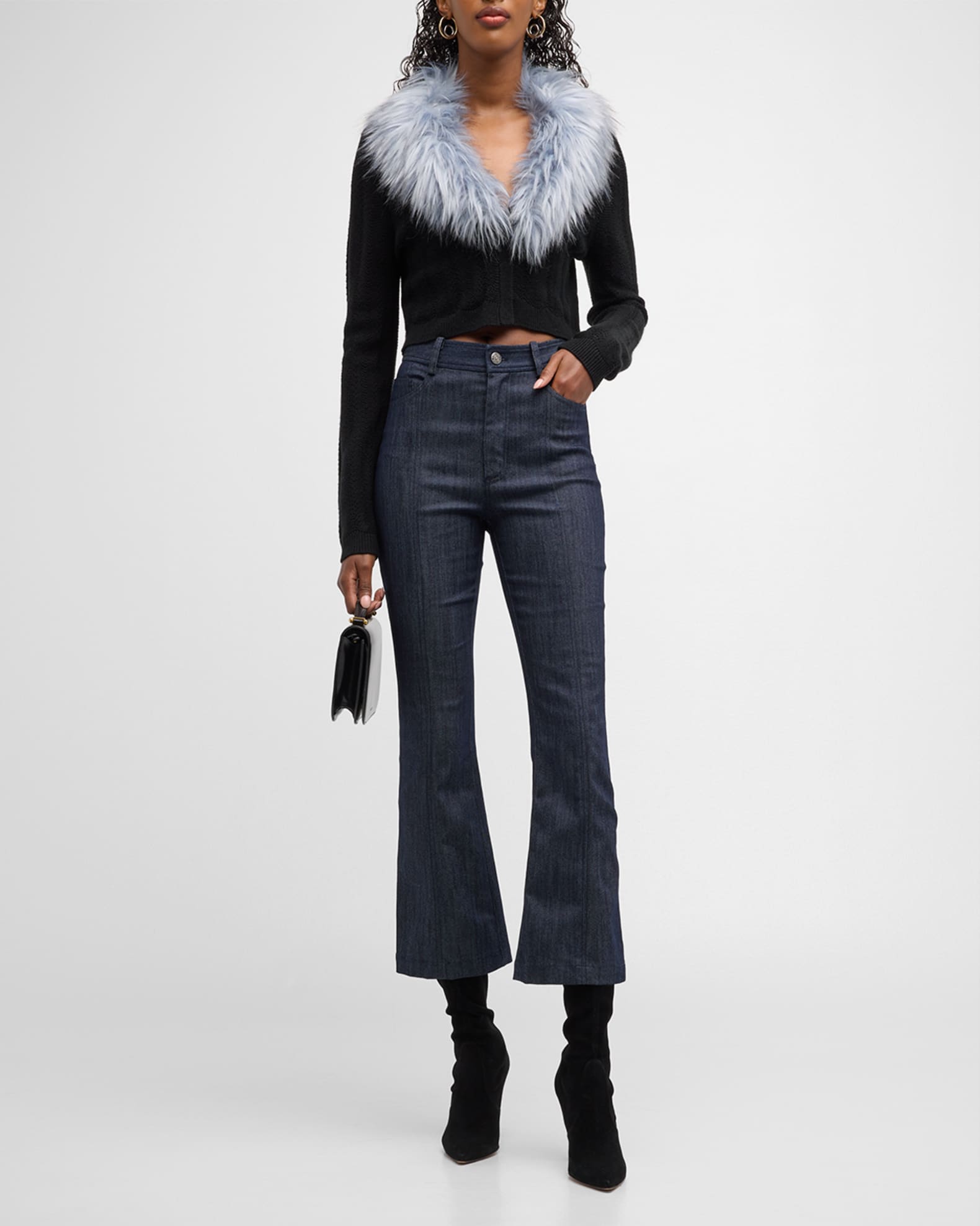 Cinq a Sept Shannon High-Rise Crop Flare Pants | Neiman Marcus