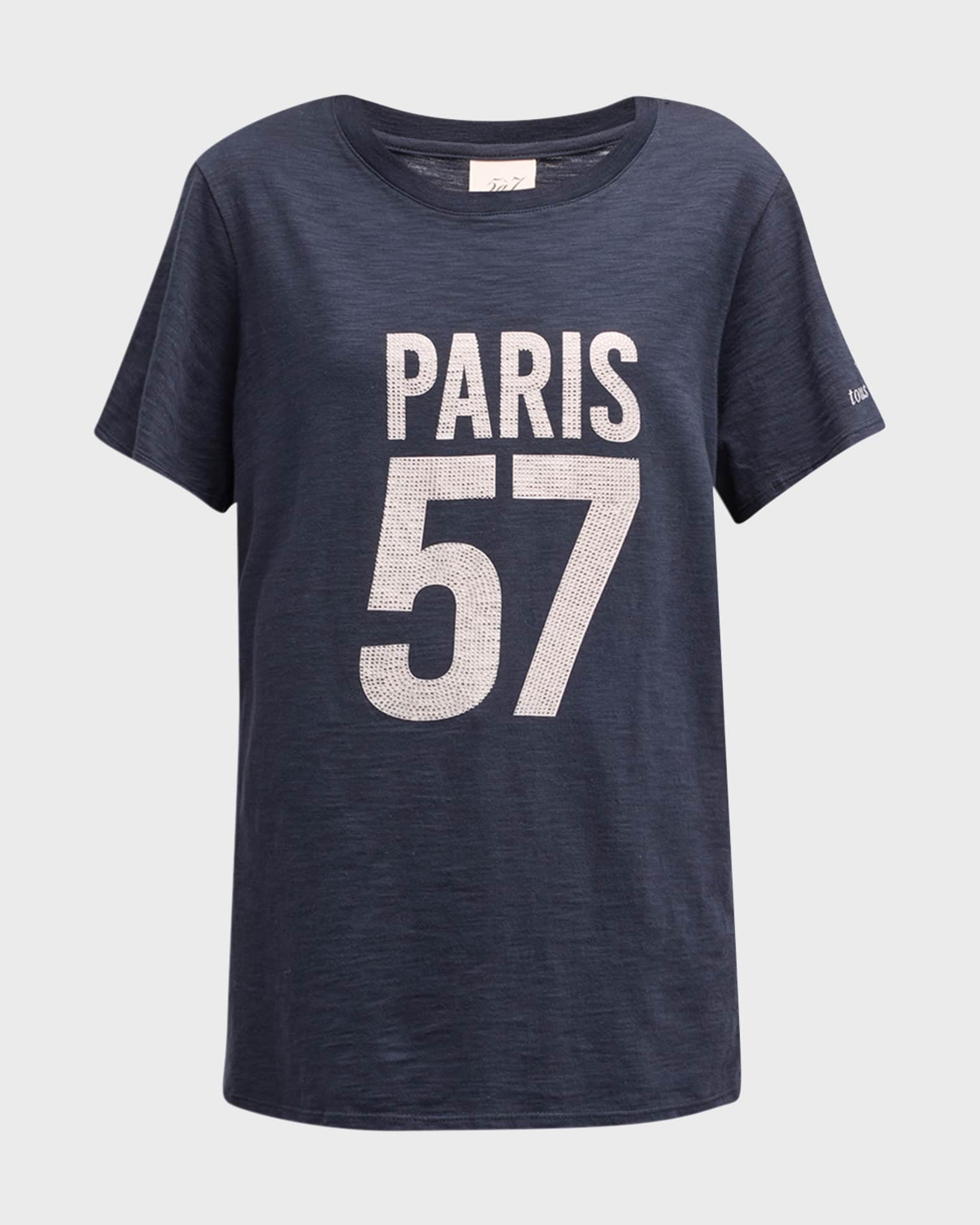 Cinq a Sept Rhinestone Paris 57 Short-Sleeve T-Shirt | Neiman Marcus