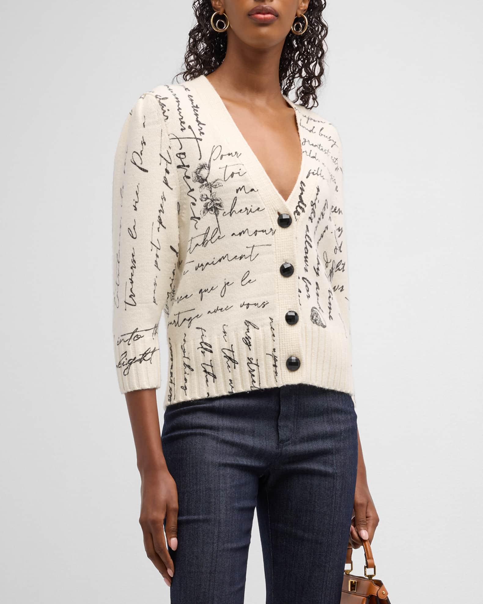 Cinq a Sept Morgan Mon Amour 3/4-Sleeve Cardigan | Neiman Marcus