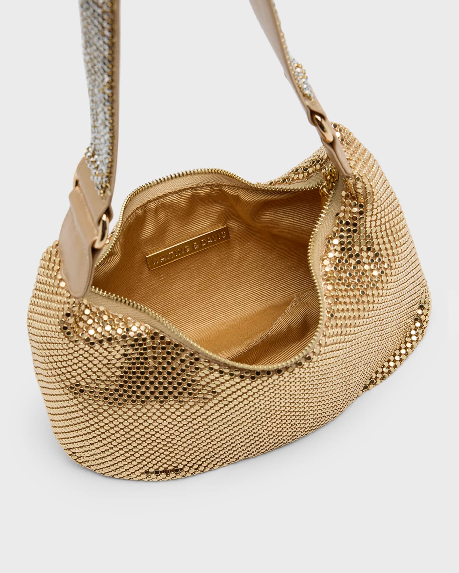 Whiting & Davis Bianca Zip Crystal Shoulder Bag | Neiman Marcus