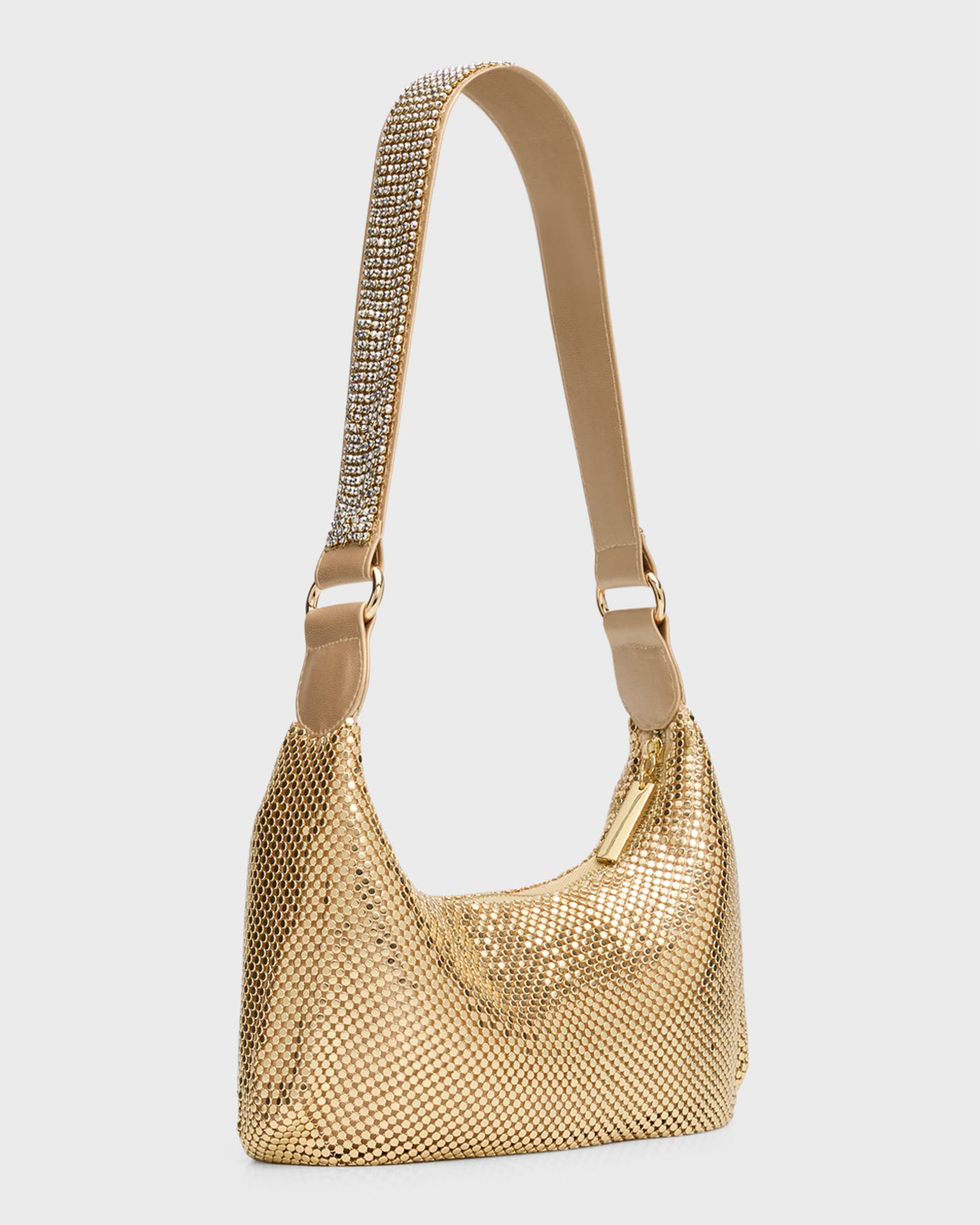 Whiting & Davis Bianca Zip Crystal Shoulder Bag | Neiman Marcus