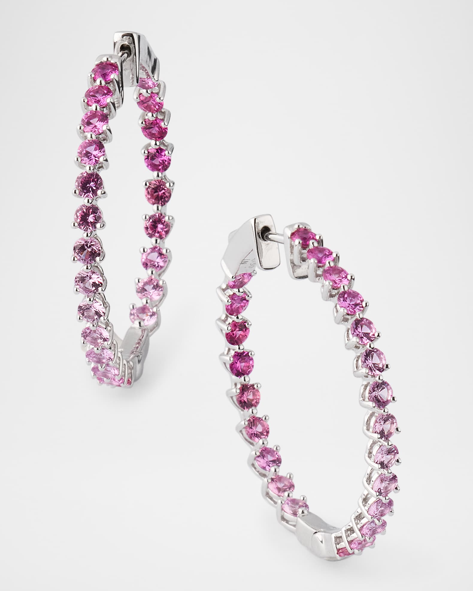 Lisa Nik Rainbow 18K White Gold Ombre Pink Sapphire Inside Out Hoop ...