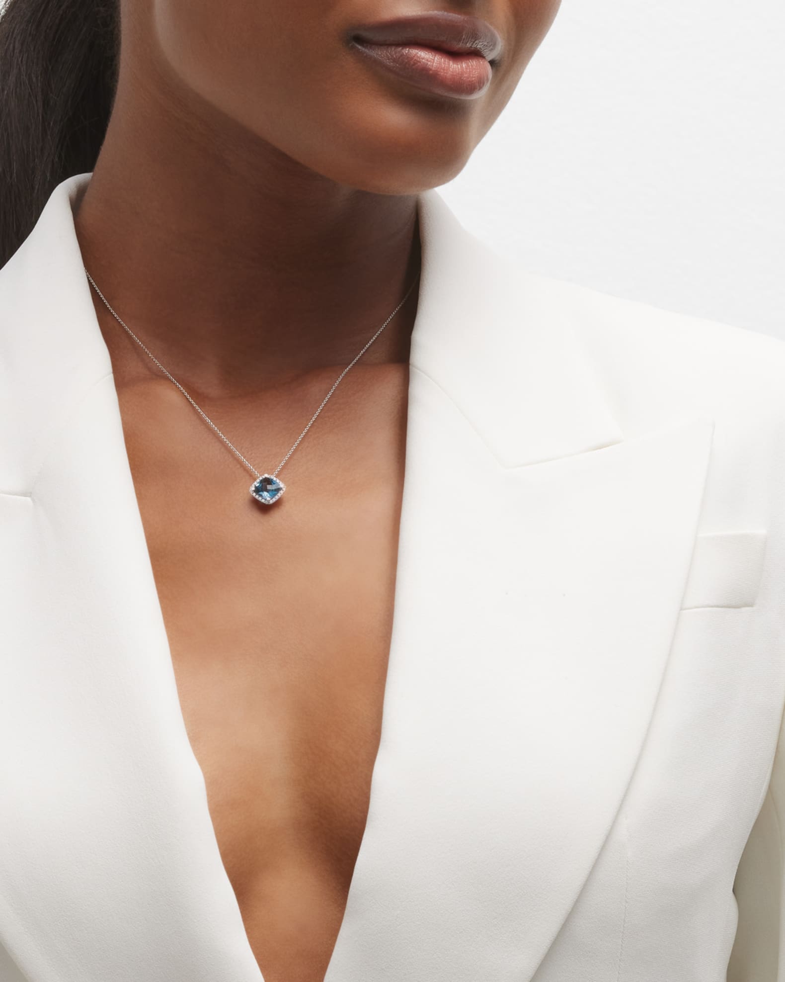 Lisa Nik Rocks 18K White Gold Petite Cushion Cut London Blue Topaz and ...