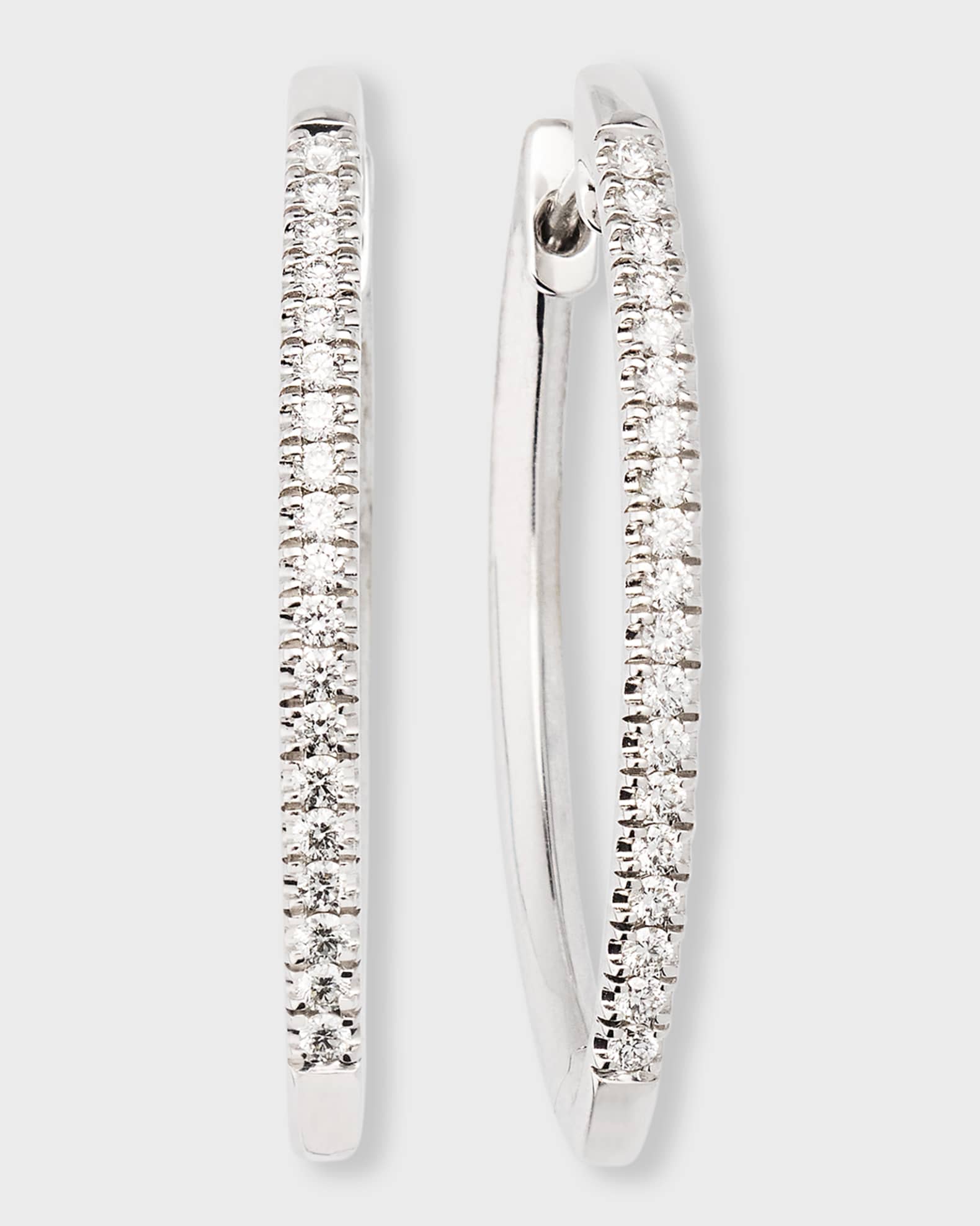 Lisa Nik Sparkle 18K White Gold V-Shape Diamond Hoop Earrings | Neiman ...