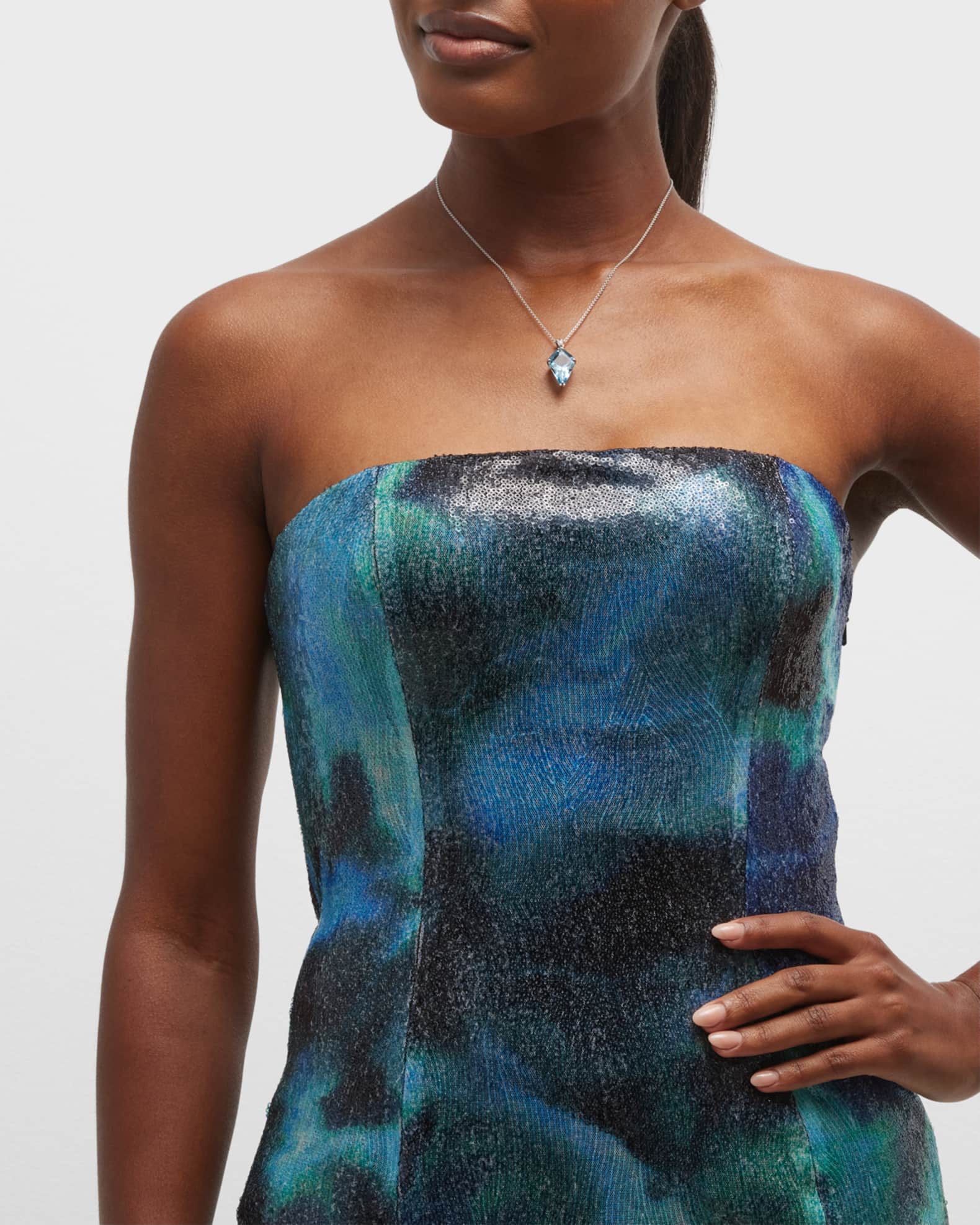 Lisa Nik Rocks 18K White Gold Blue Topaz Kite and Diamond Bail Pendant ...