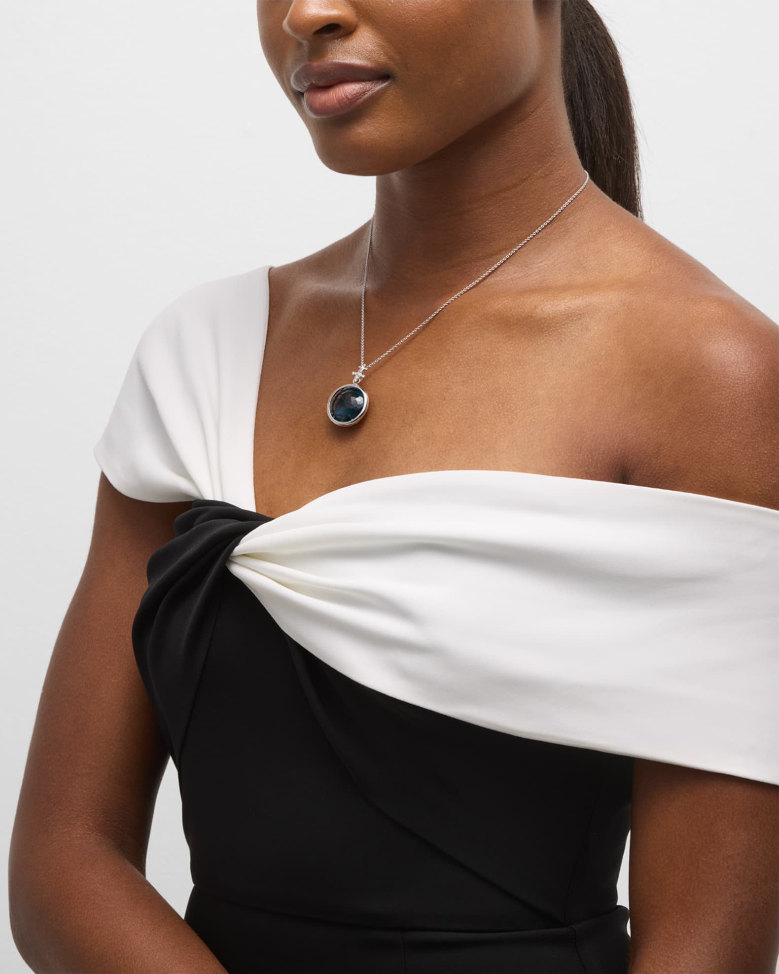 Lisa Nik 18K White Gold Blue Topaz Pendant with Diamonds | Neiman Marcus