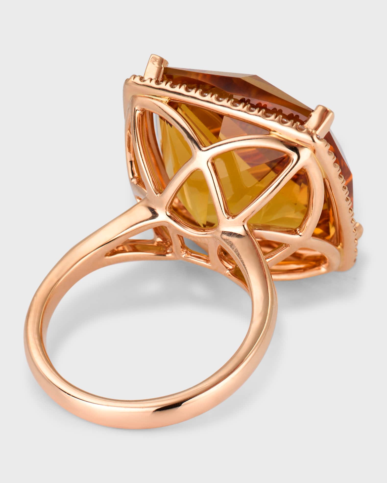 Lisa Nik Rocks 18K Rose Gold Cushion Cut Citrine and Diamond Halo ...