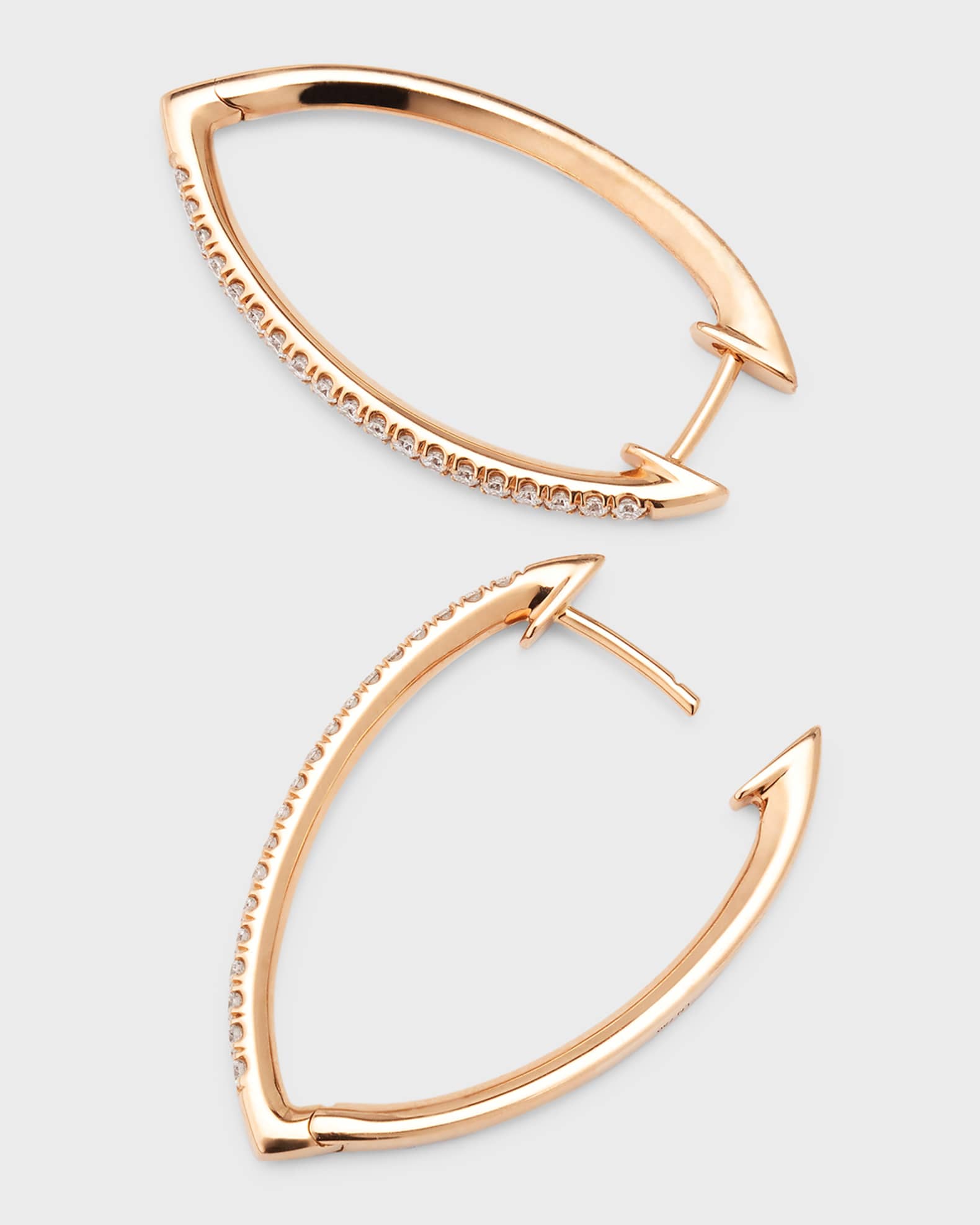 Lisa Nik Sparkle 18K Rose Gold V-Shape Diamond Hoop Earrings | Neiman ...