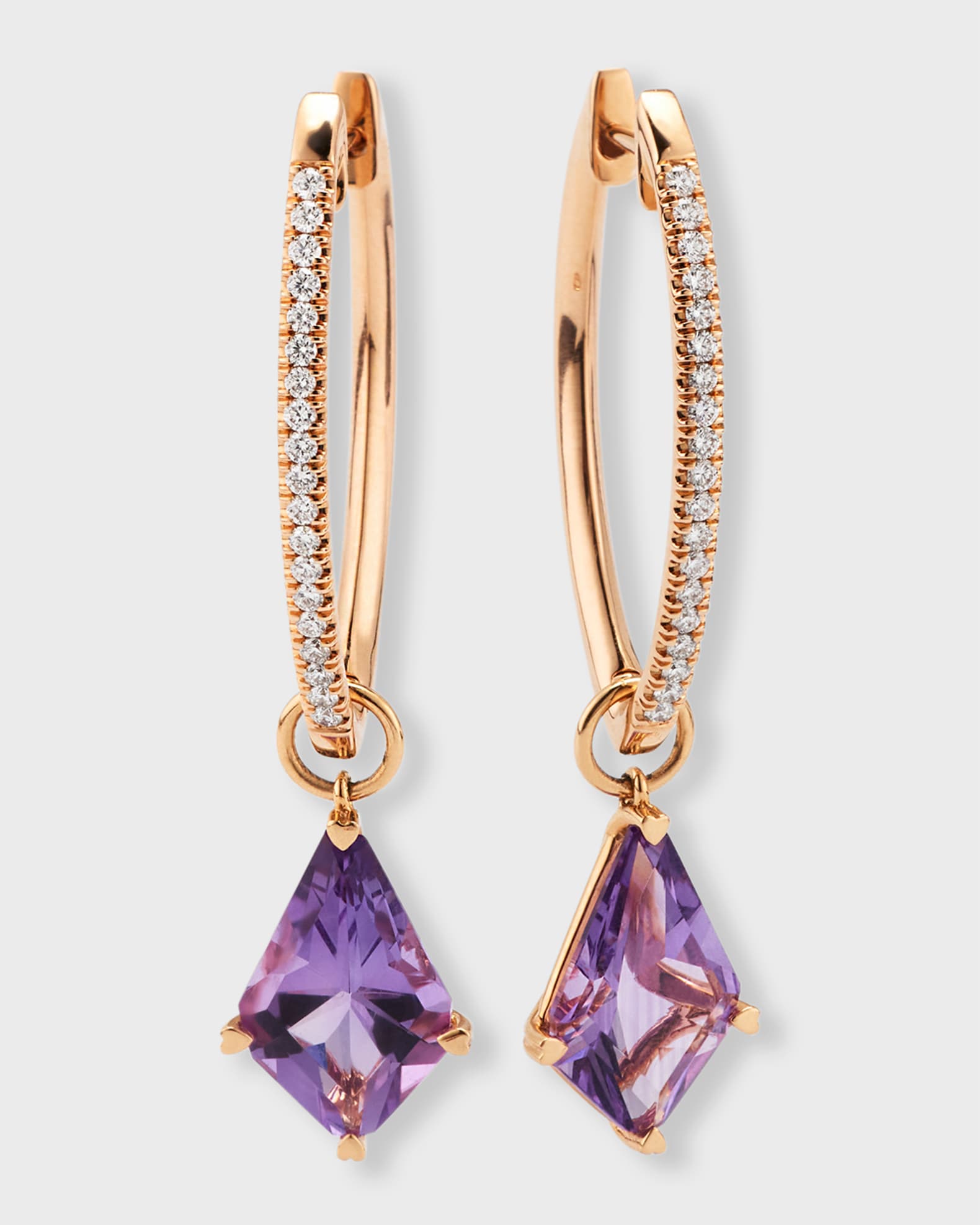 Lisa Nik Rocks 18K Rose Gold Amethyst Kite-Shaped Detachable Earring ...
