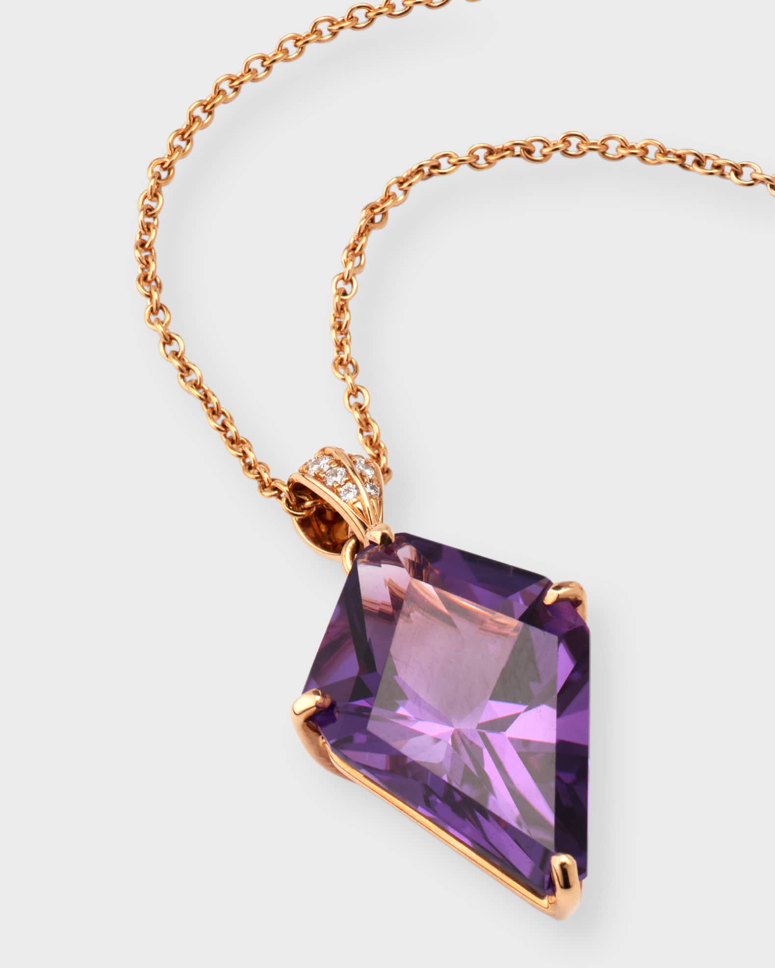 Lisa Nik Rocks 18K Rose Gold Amethyst Kite and Diamond Bail Pendant ...