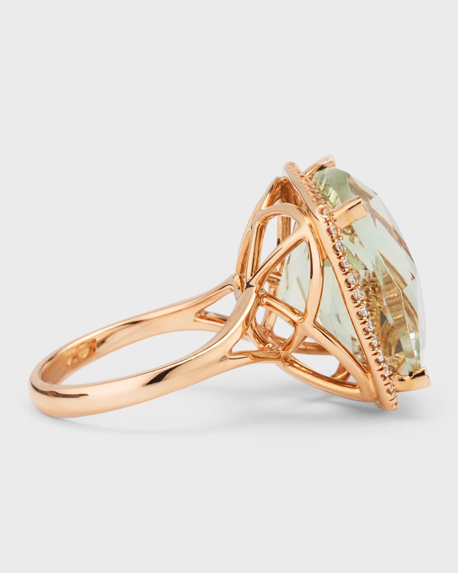 Lisa Nik Rocks 18K Rose Gold Cushion Cut Green Quartz and Diamond Halo ...