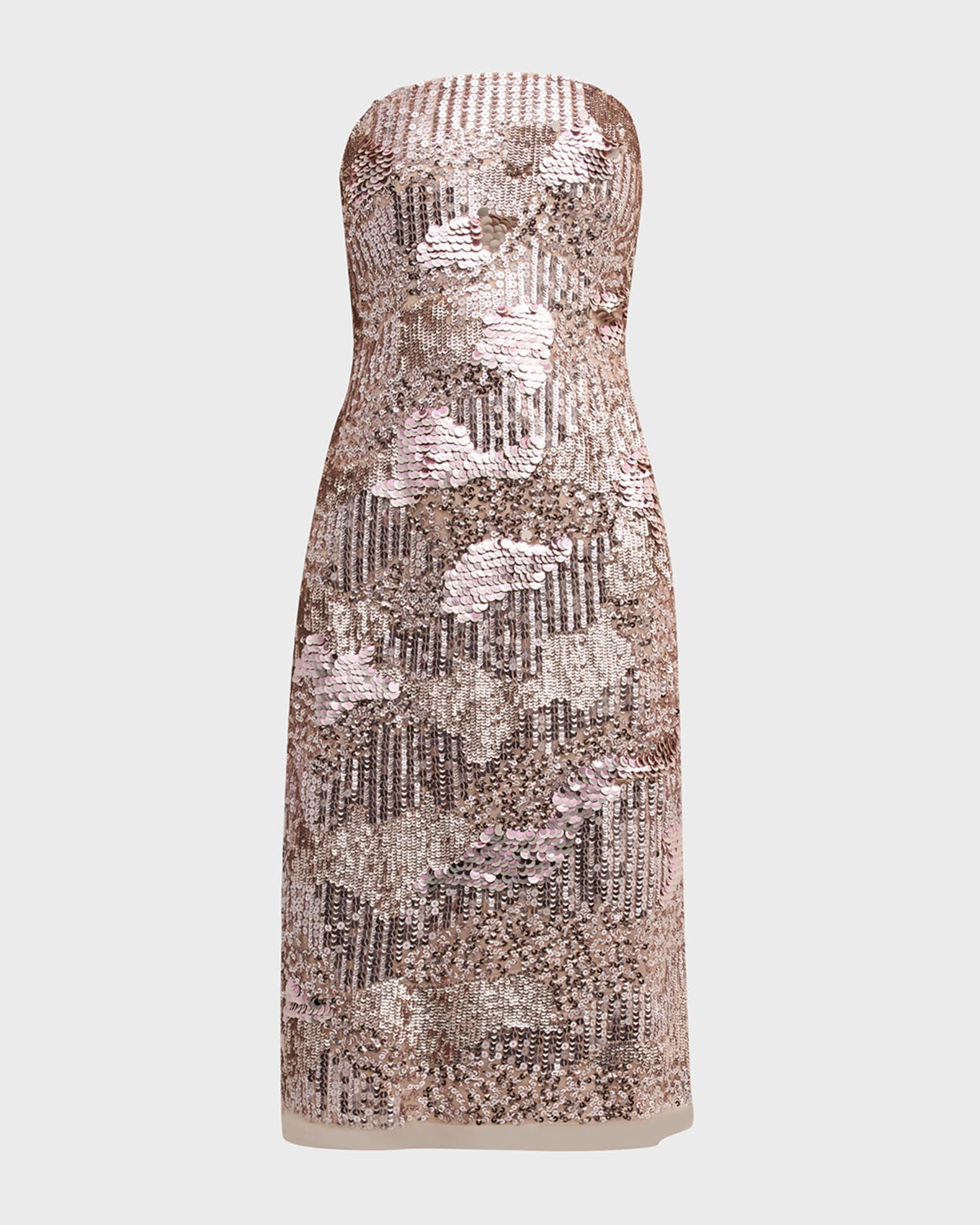 Liv Foster Strapless Sequin Midi Dress | Neiman Marcus