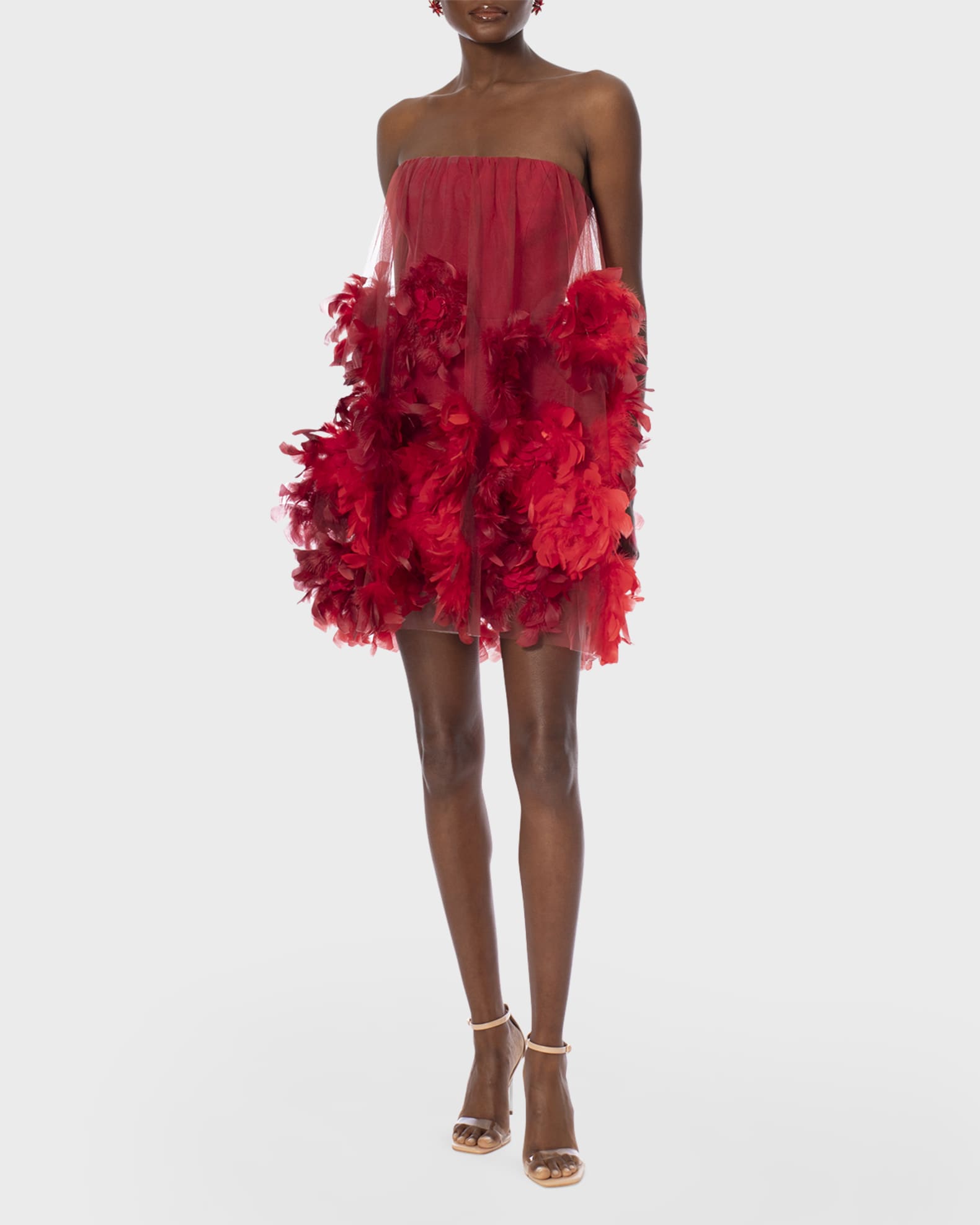 HELSI Stevie Strapless Feather Mini Dress | Neiman Marcus