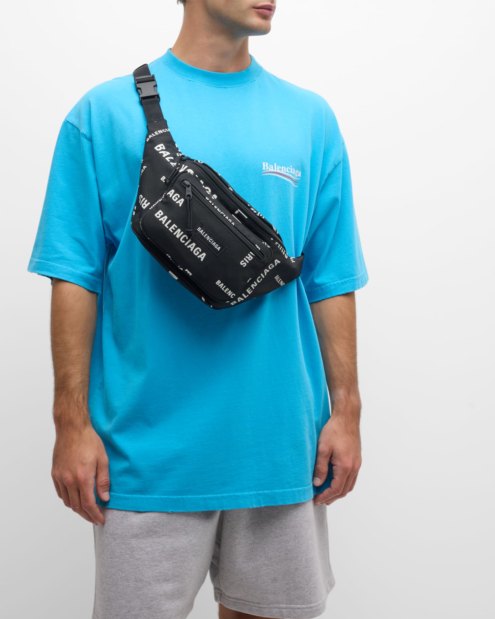 Balenciaga Men's Explorer Beltpack Bal Paris Allover | Neiman Marcus