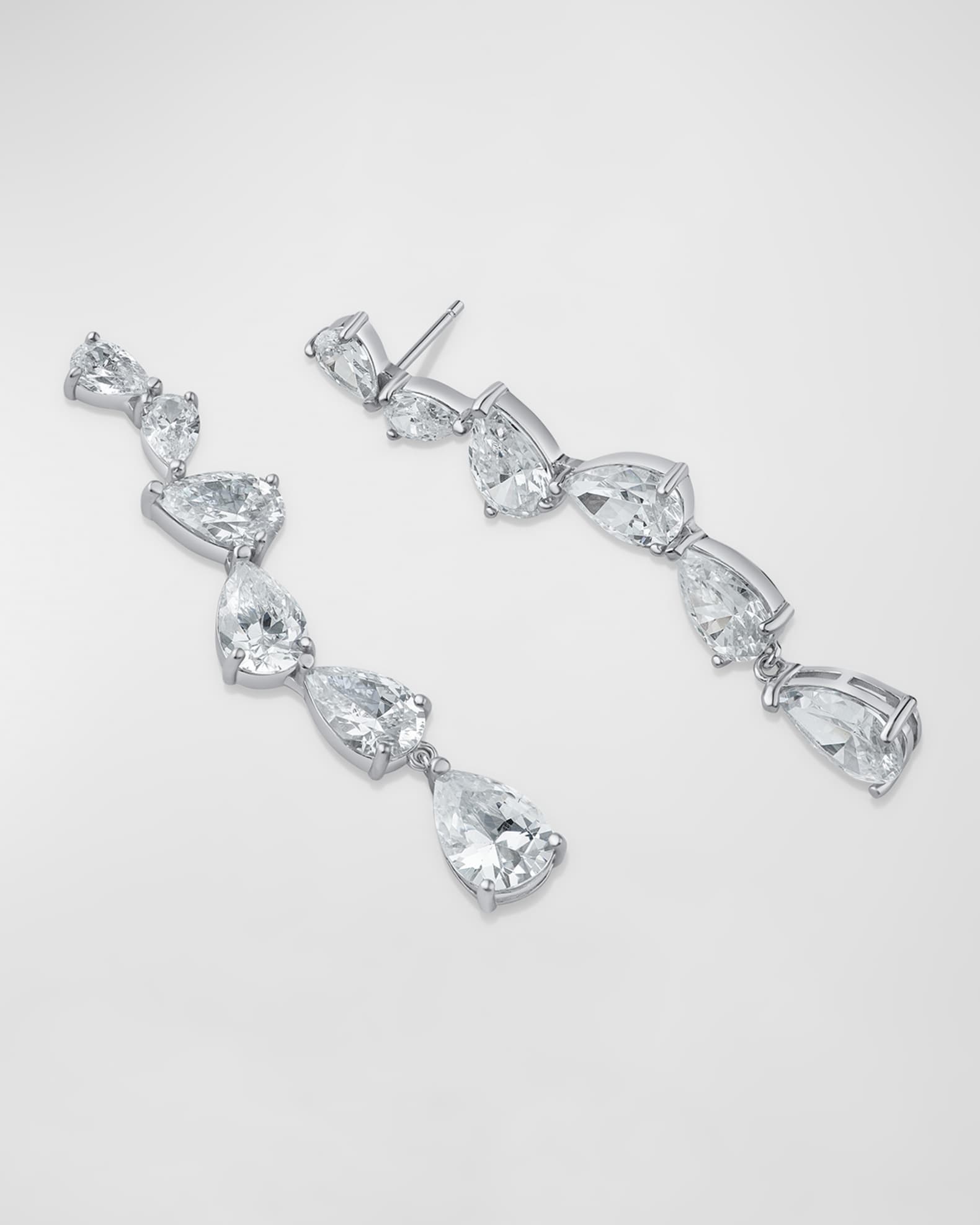Golconda by Kenneth Jay Lane Cubic Zirconia Pear Cascading Zigzag Drop Earrings | Neiman Marcus
