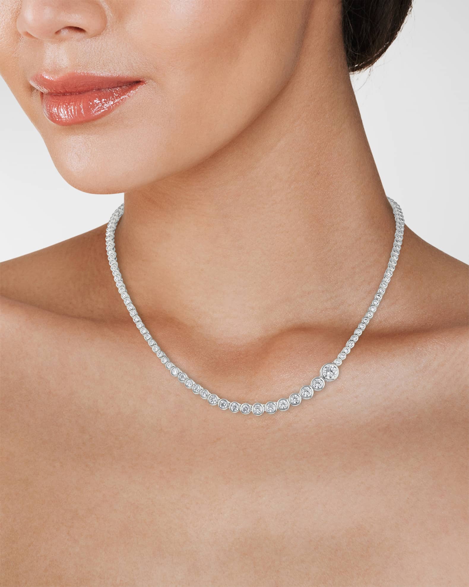 Golconda by Kenneth Jay Lane Graduated Round Bezel Set Cubic Zirconia Necklace Neiman Marcus