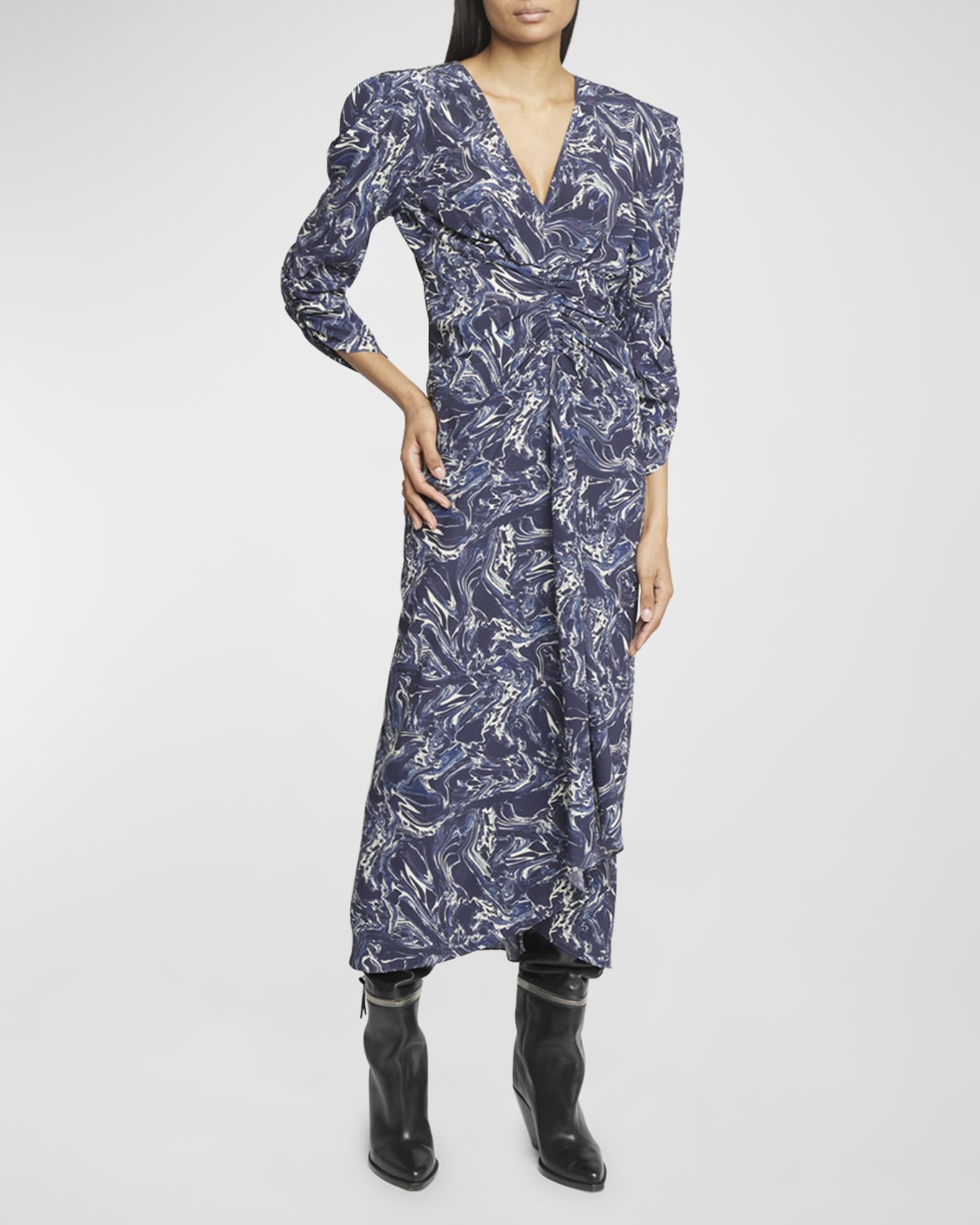 Isabel Marant Albini V-Neck Midi Dress | Neiman Marcus