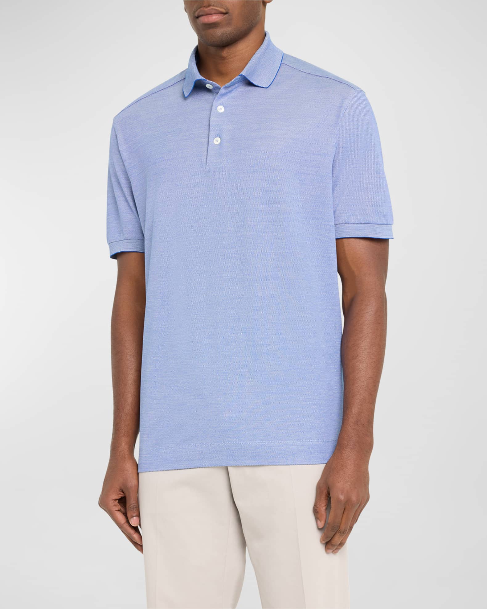 ZEGNA Men's Cotton-Silk Polo Shirt | Neiman Marcus