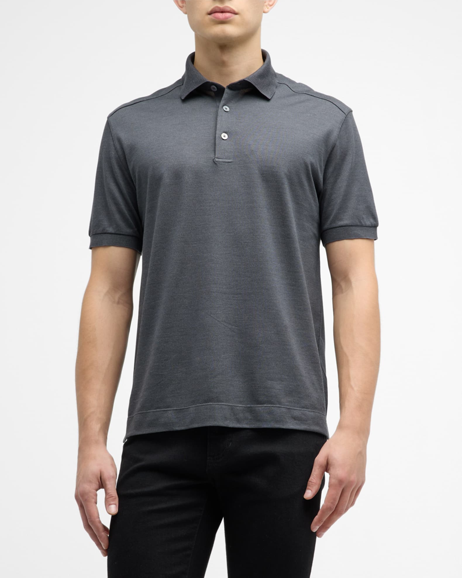 ZEGNA Men's Cotton-Silk Polo Shirt | Neiman Marcus