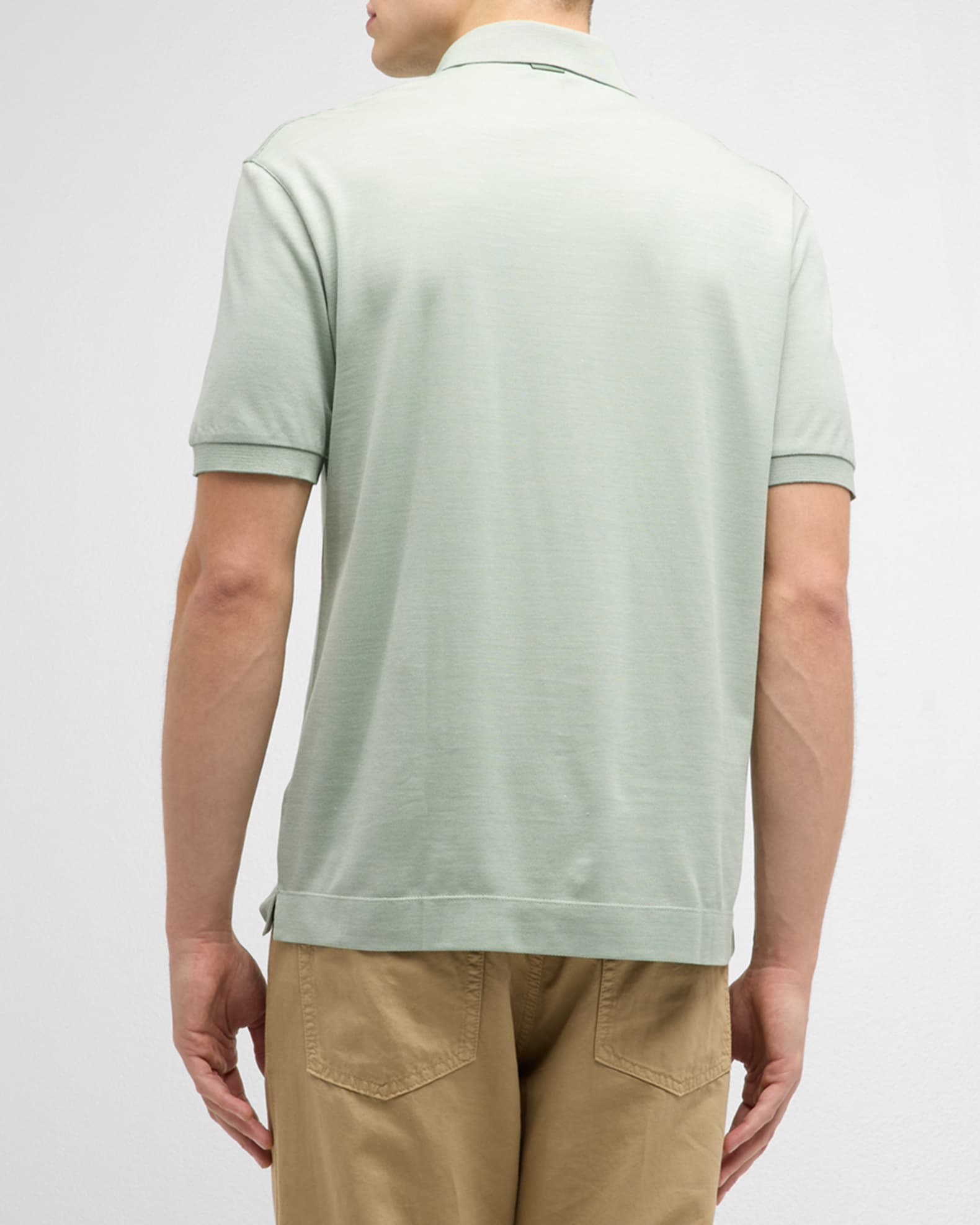 ZEGNA Men's Cotton-Silk Polo Shirt | Neiman Marcus