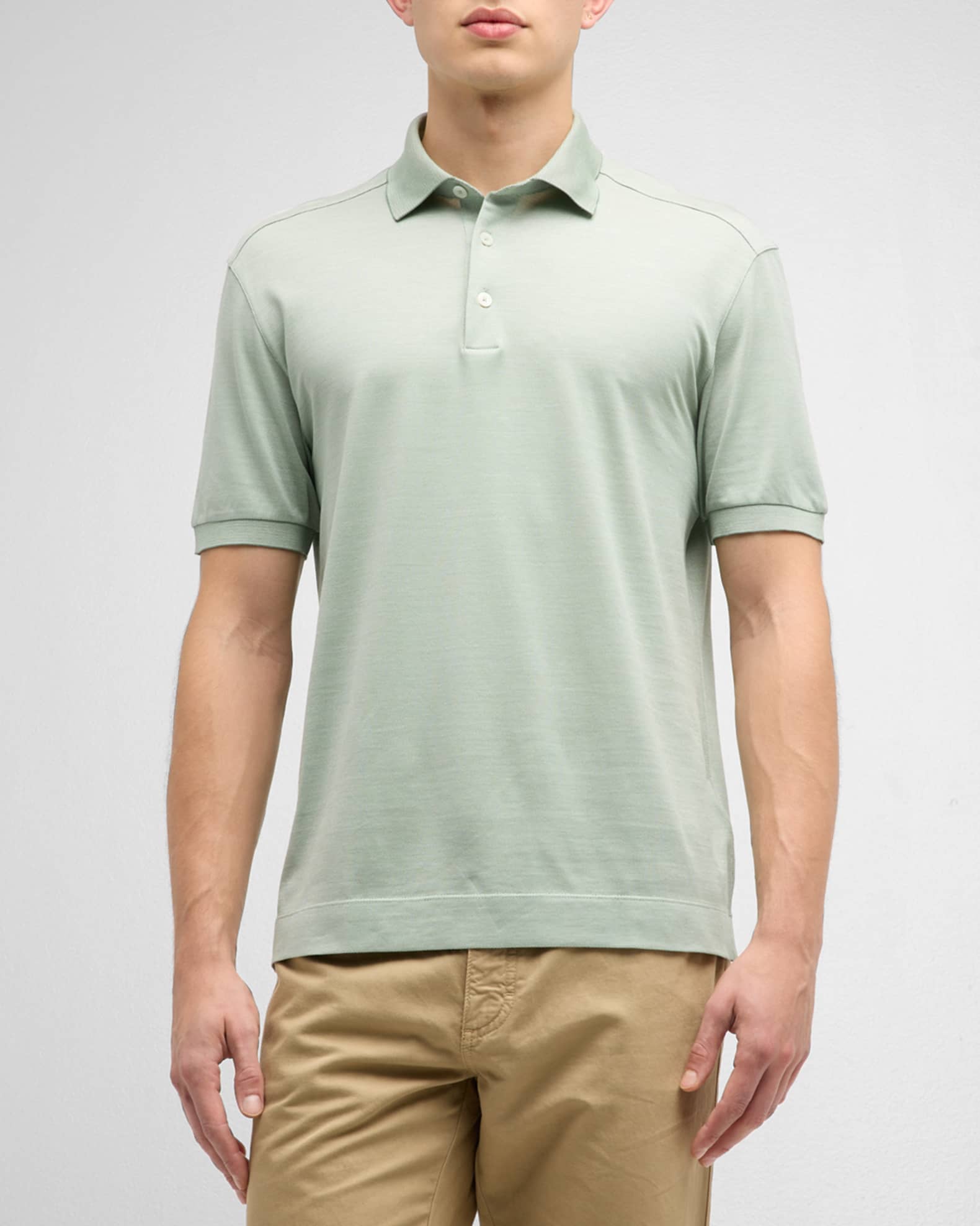 ZEGNA Men's Cotton-Silk Polo Shirt | Neiman Marcus