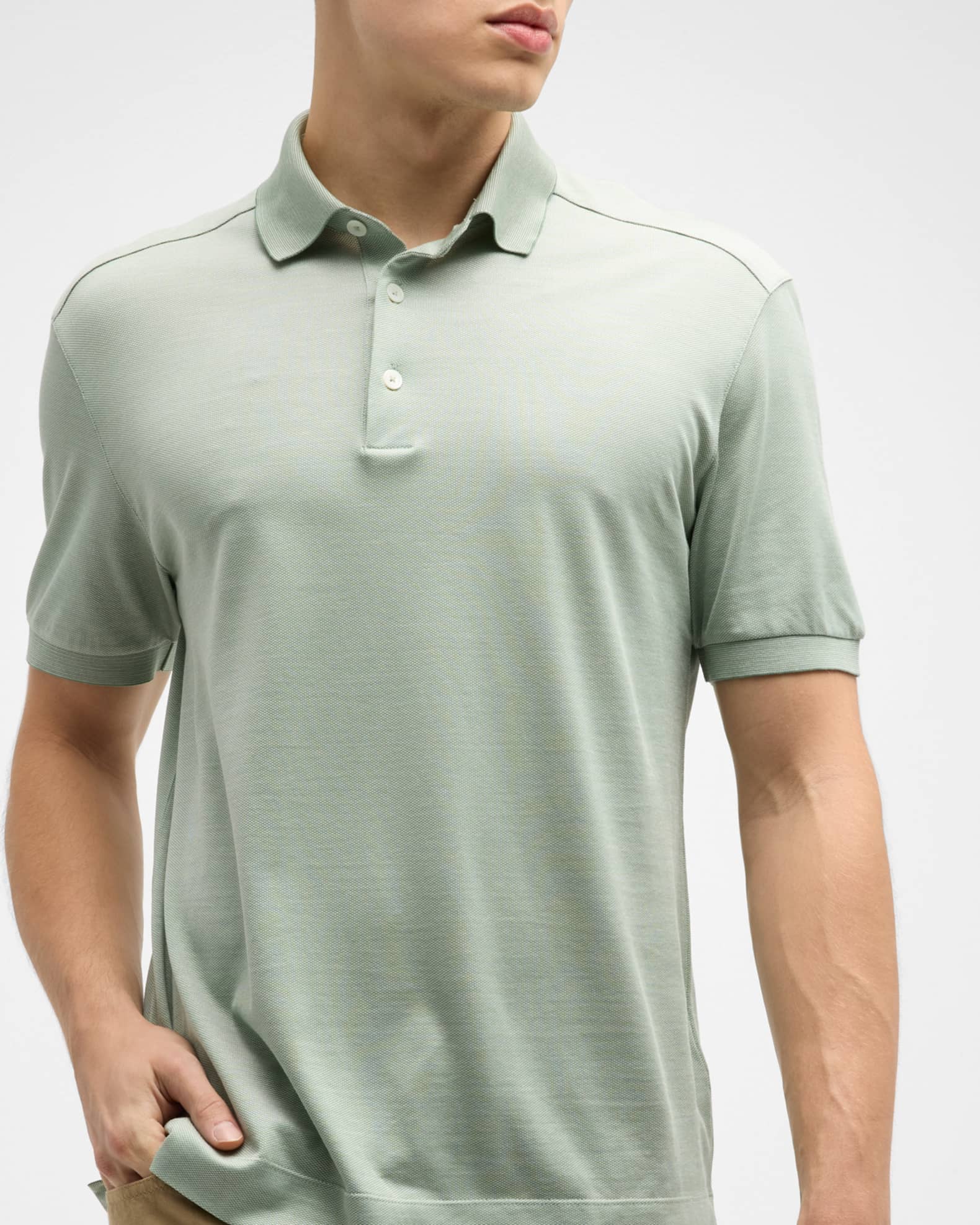 ZEGNA Men's Cotton-Silk Polo Shirt | Neiman Marcus