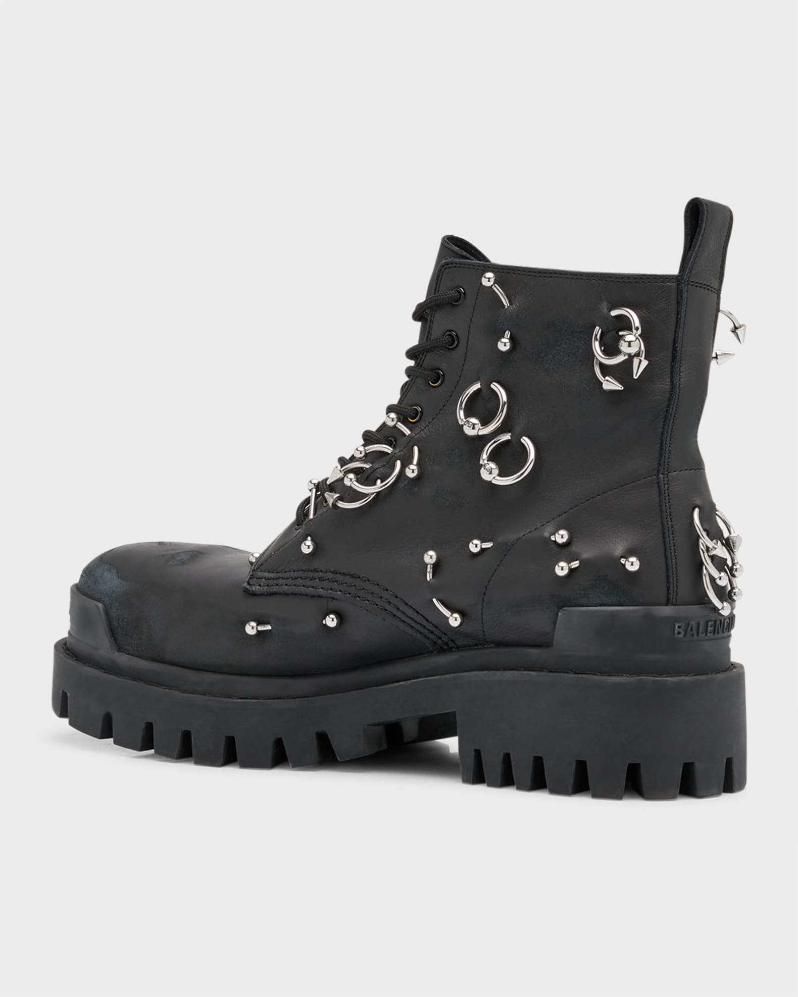 Balenciaga Men's Strike 20mm Boot With Piercings | Neiman Marcus