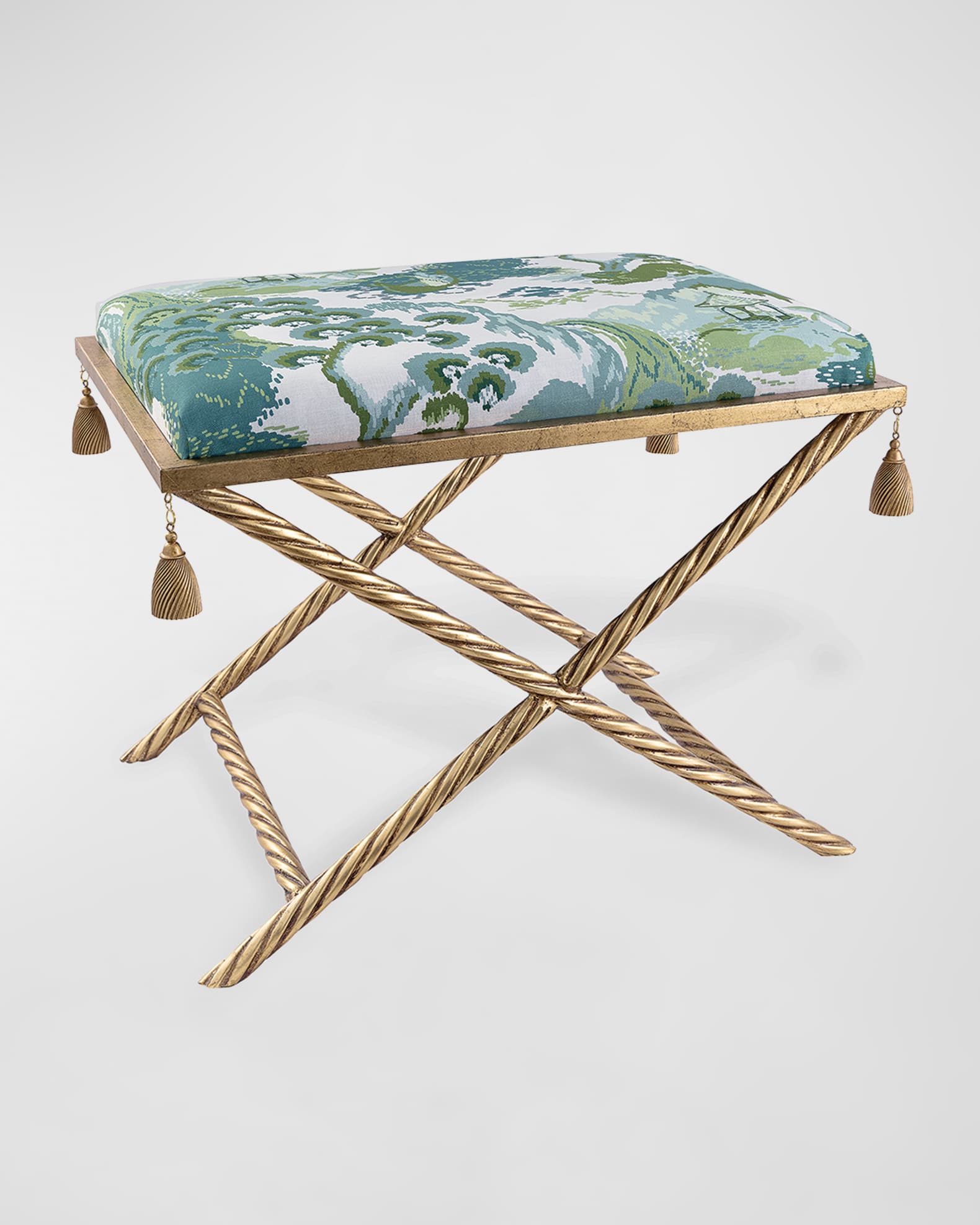 Delfern Tasseled Gold Leaf Bench | Neiman Marcus