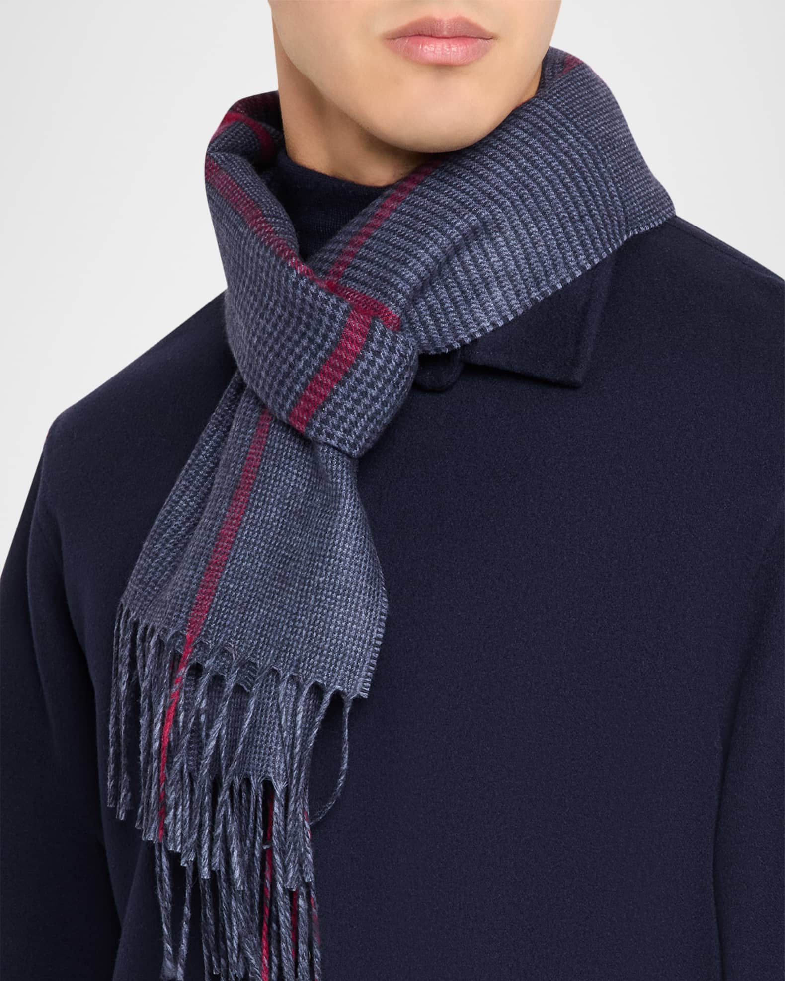PIACENZA 1733 Men's Silk-Cashmere Check Scarf | Neiman Marcus
