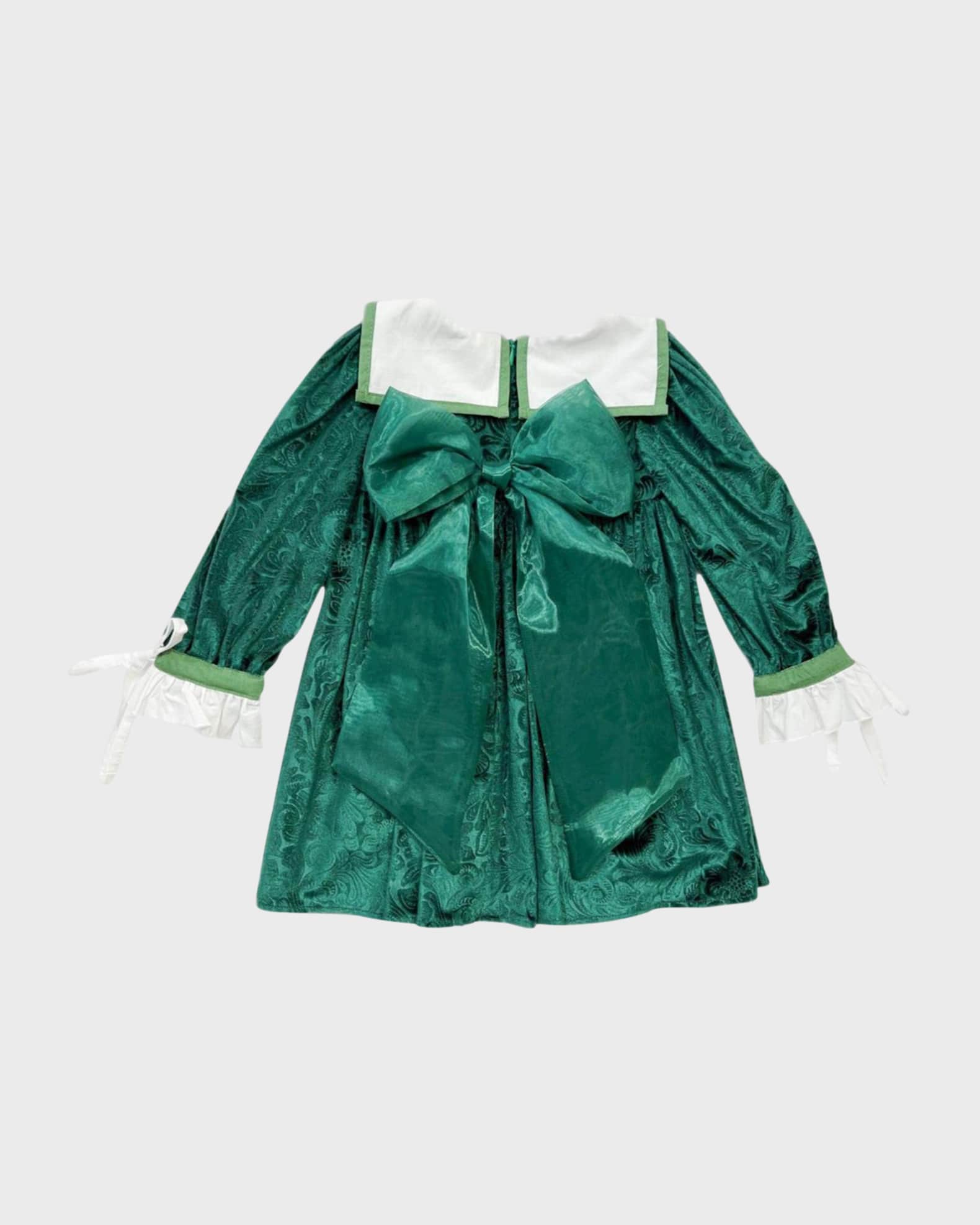 Petite Maison Kids Girl's Everly Damask Velour Bib-Collar Dress, Size ...