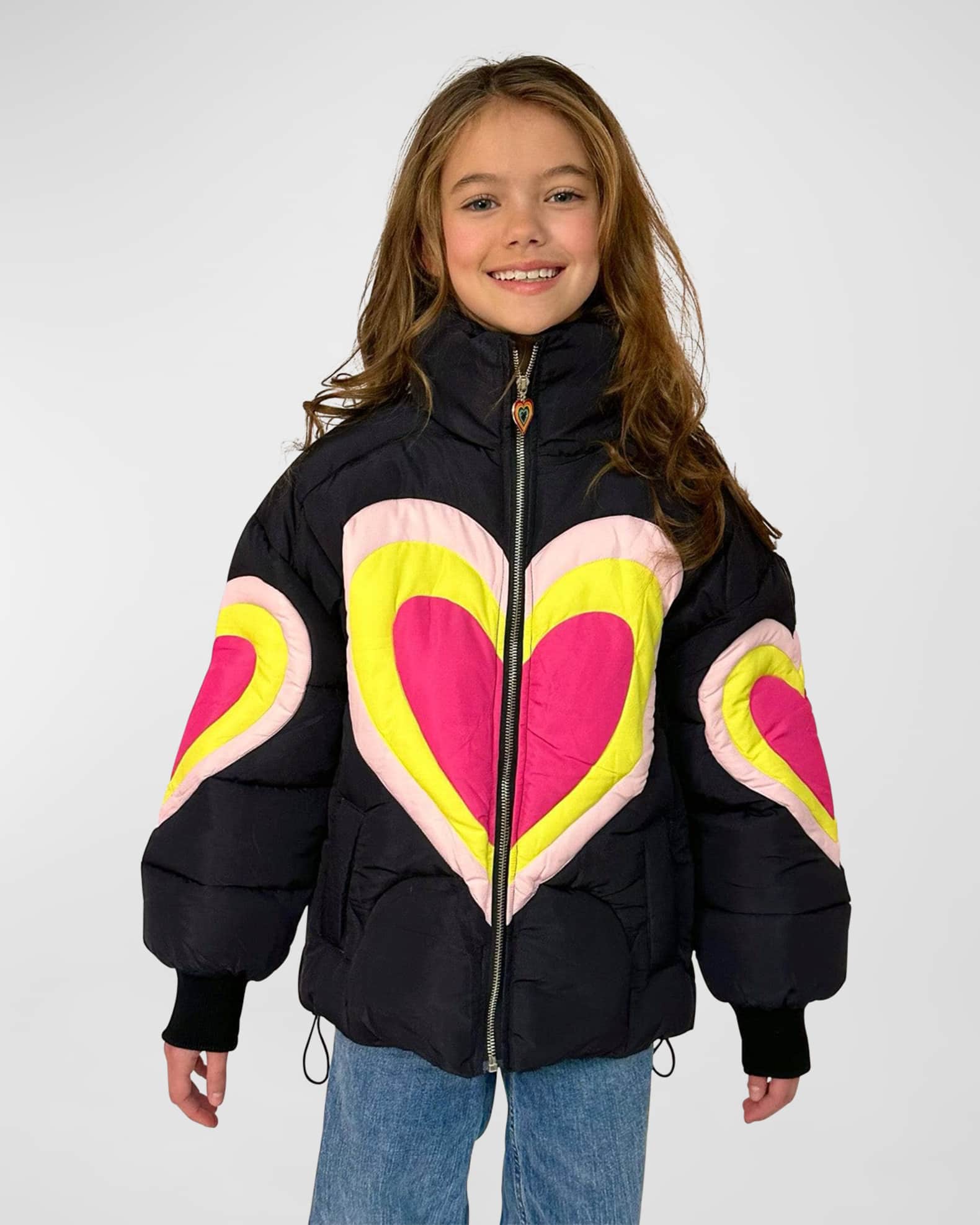 Lola + The Boys Girl's Electric Hearts Puffer Jacket, Size 2-12 ...