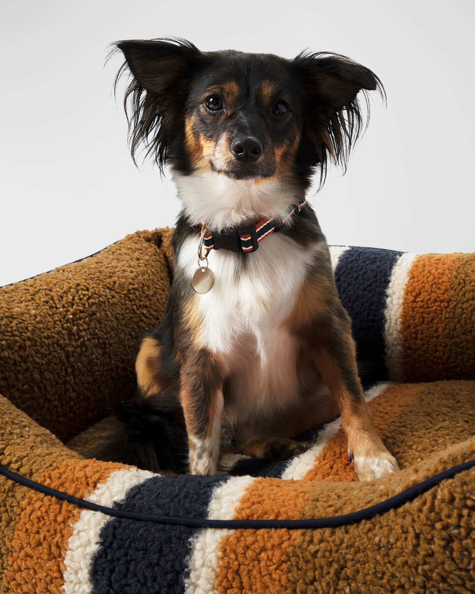 Shinola 42" Striped Sherpa Pet Kuddle Bed | Neiman Marcus