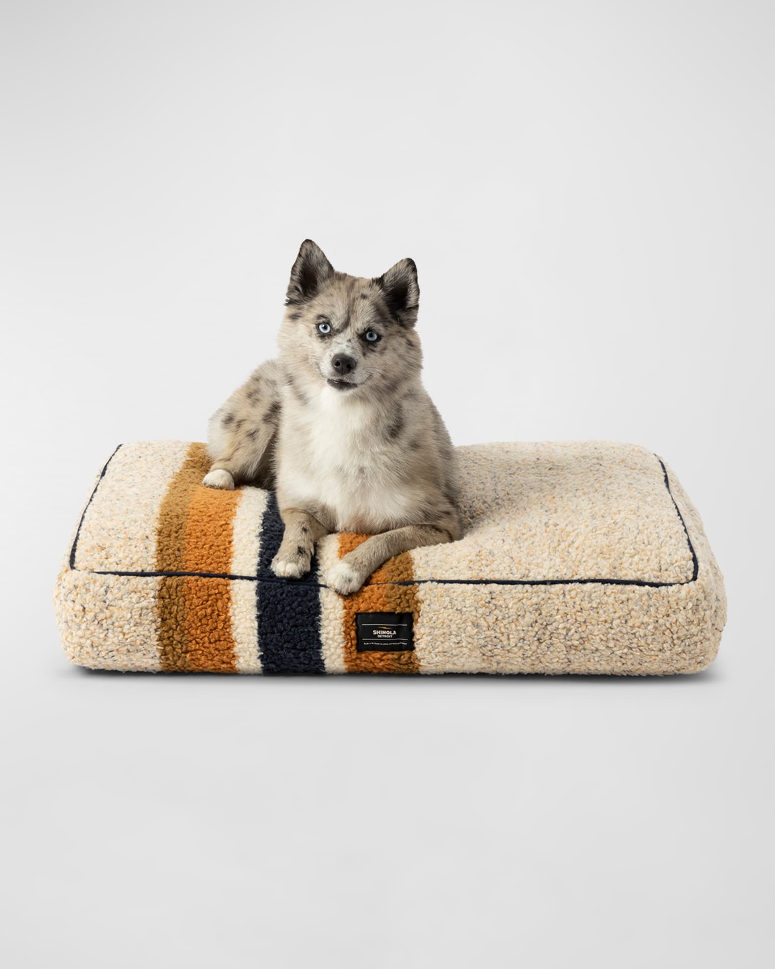 Shinola 28" Striped Sherpa Pet Napper Pillow Bed | Neiman Marcus
