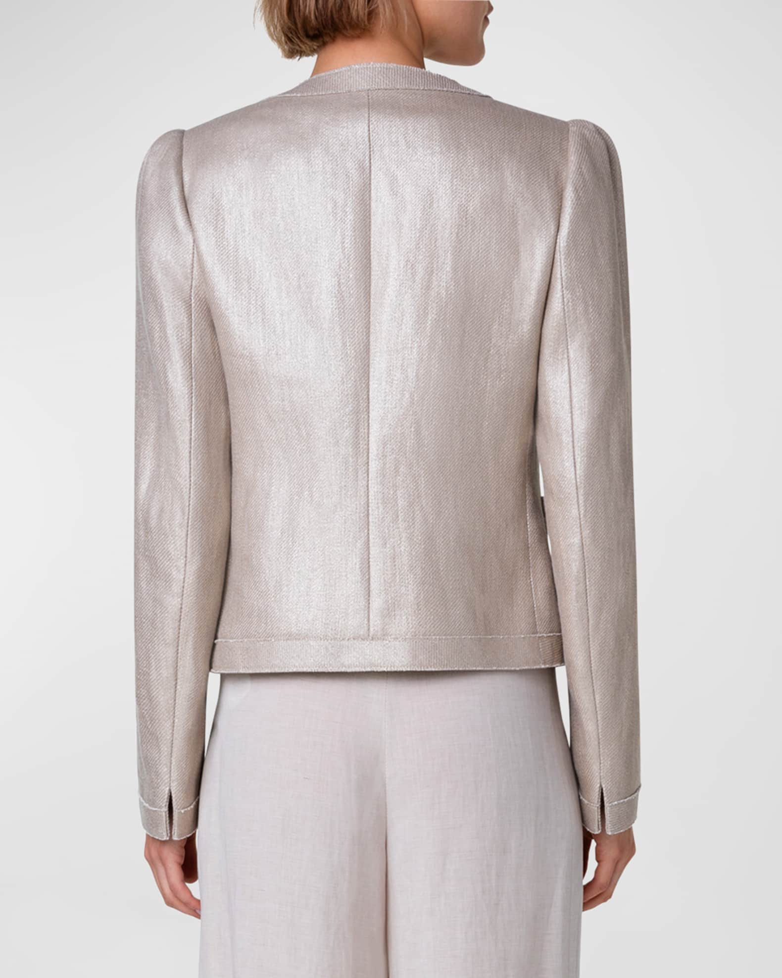 Akris punto Gold-Plated Linen Canvas Jacket | Neiman Marcus