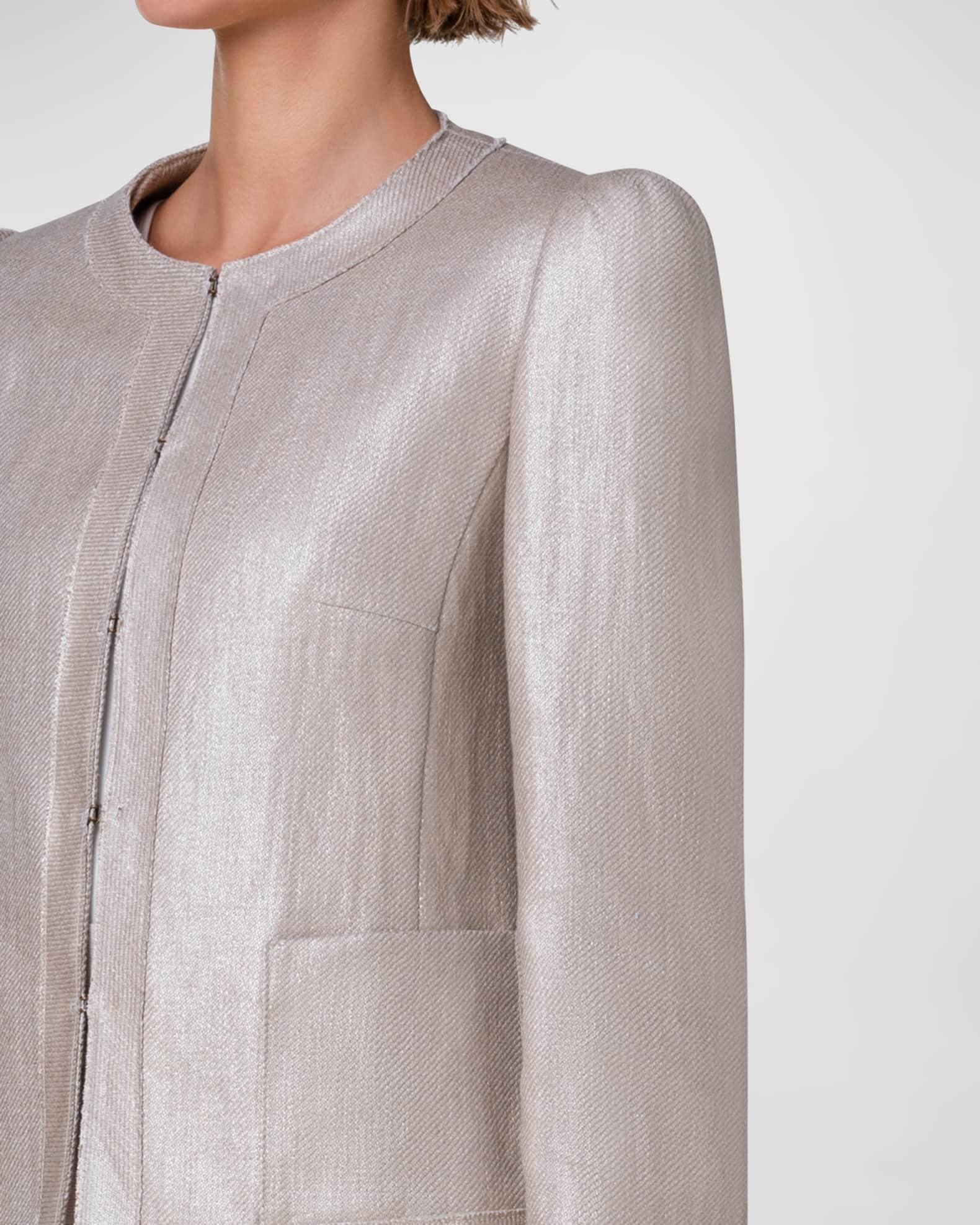 Akris punto Gold-Plated Linen Canvas Jacket | Neiman Marcus