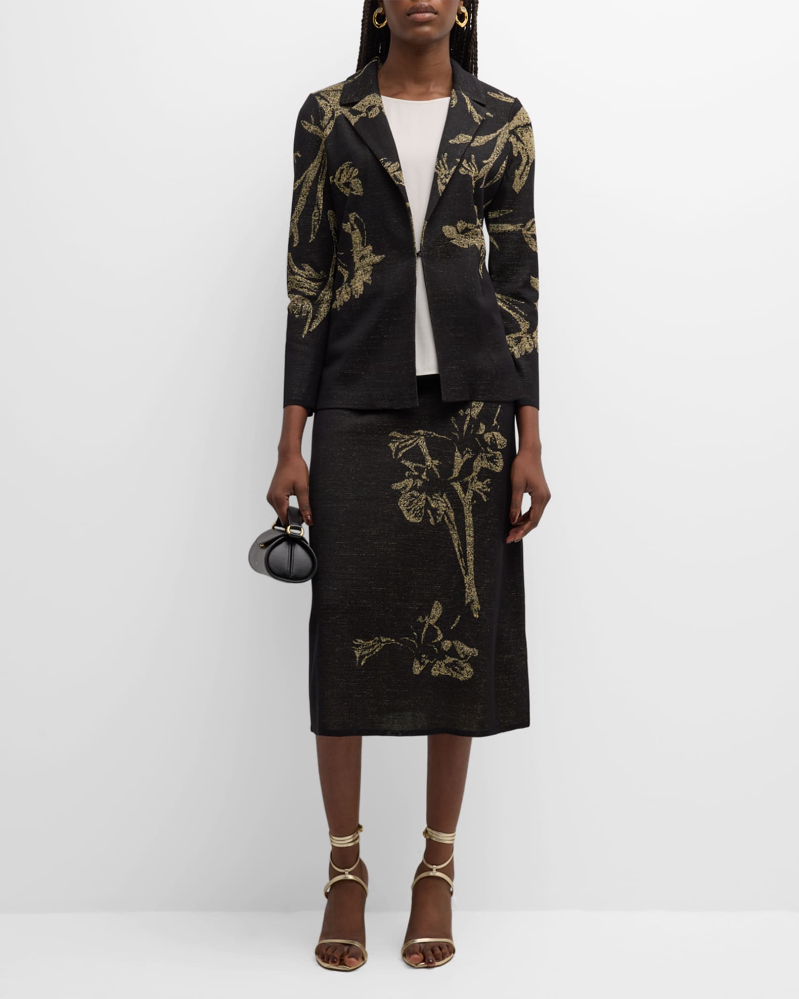 Misook Tailored Floral Jacquard Knit Jacket | Neiman Marcus
