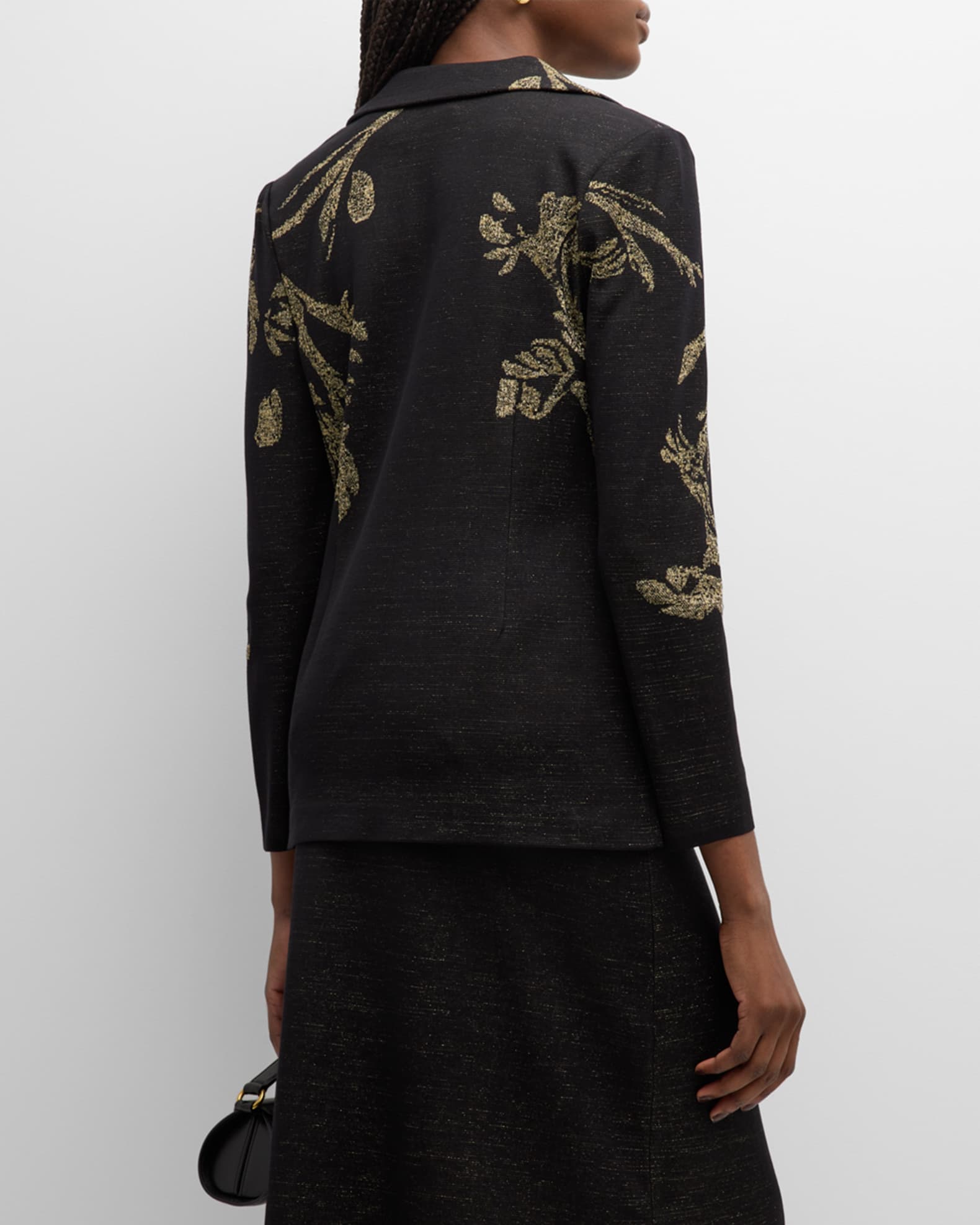 Misook Tailored Floral Jacquard Knit Jacket | Neiman Marcus