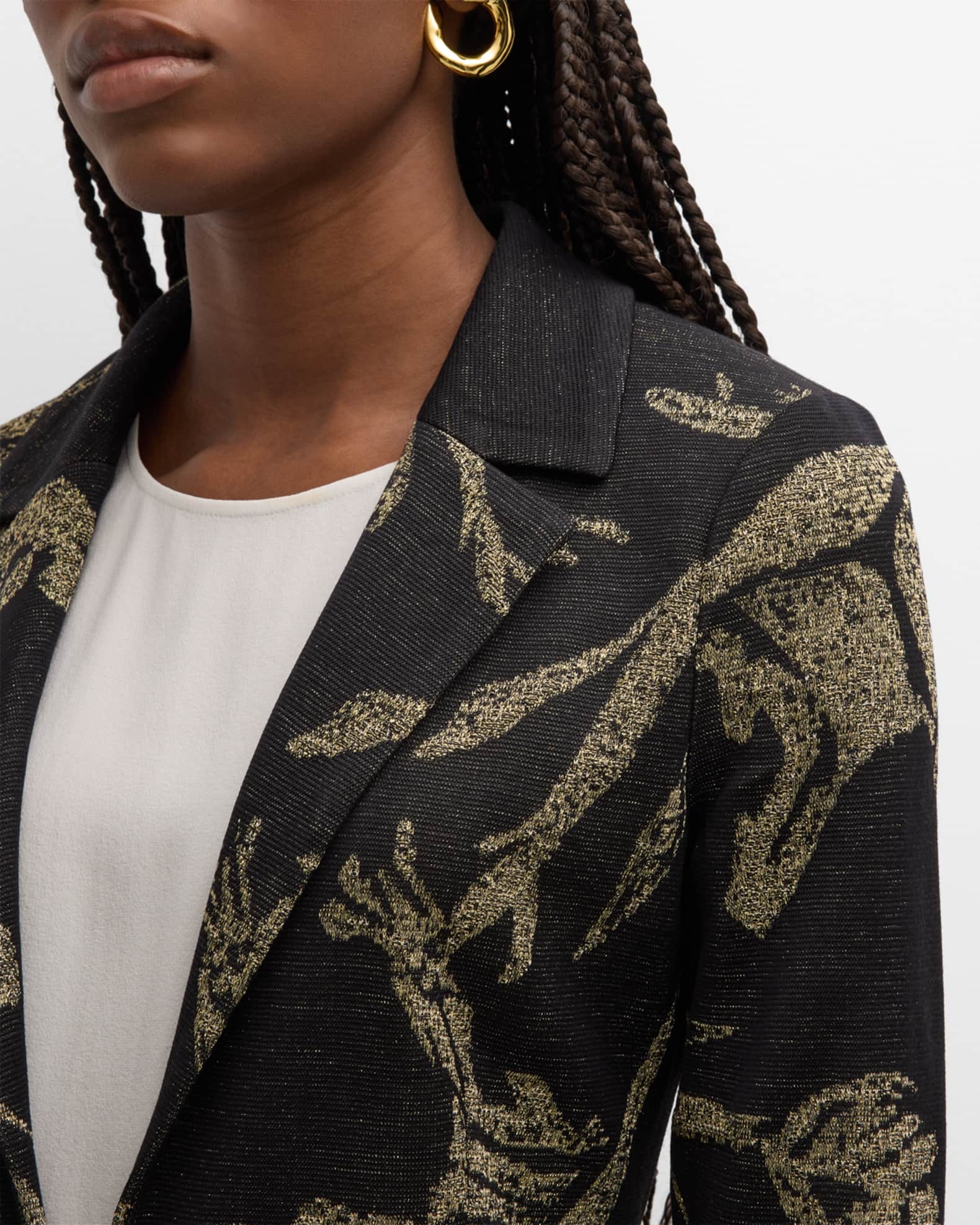 Misook Tailored Floral Jacquard Knit Jacket | Neiman Marcus