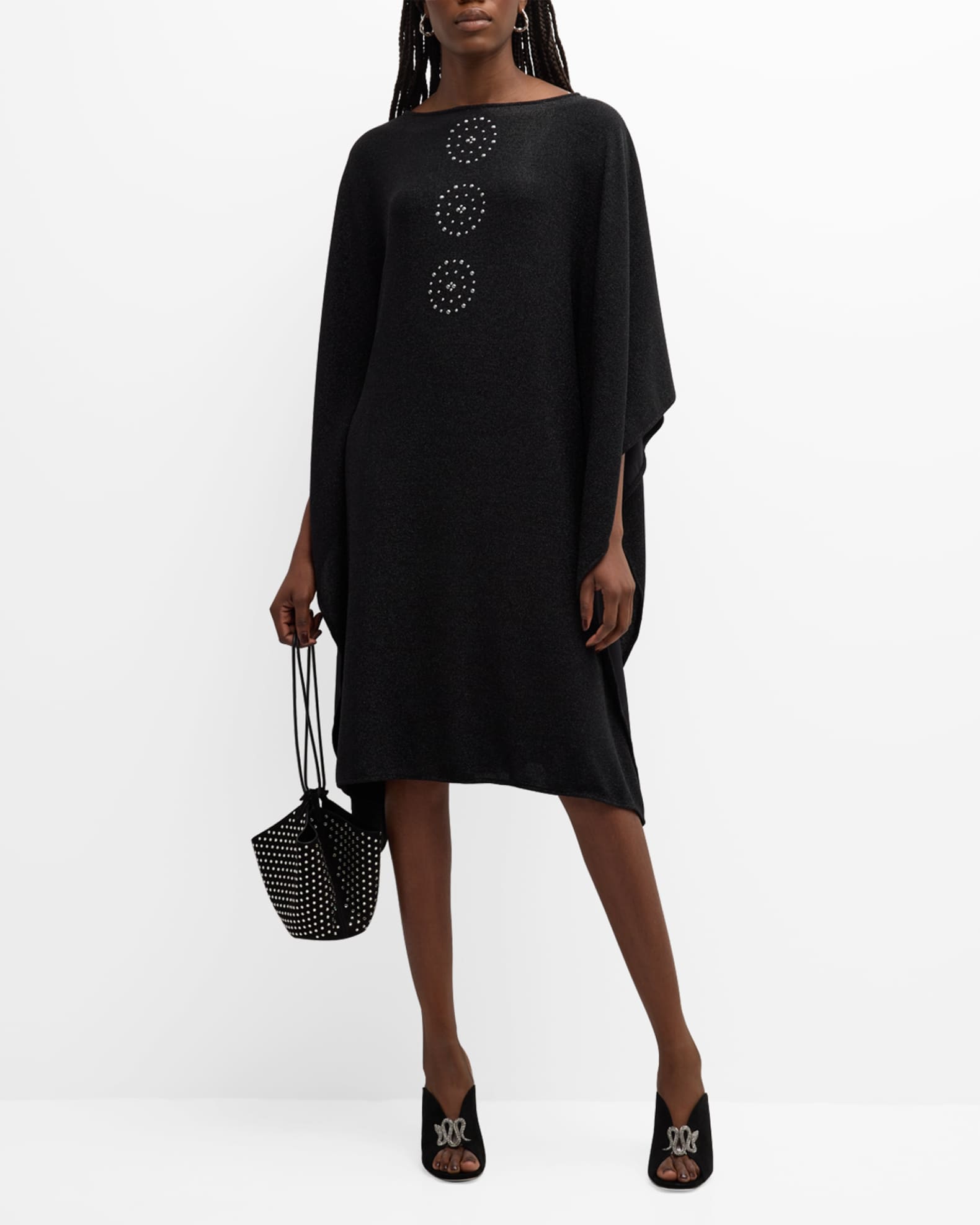 Misook Studded Shimmer Knit Midi Dress | Neiman Marcus