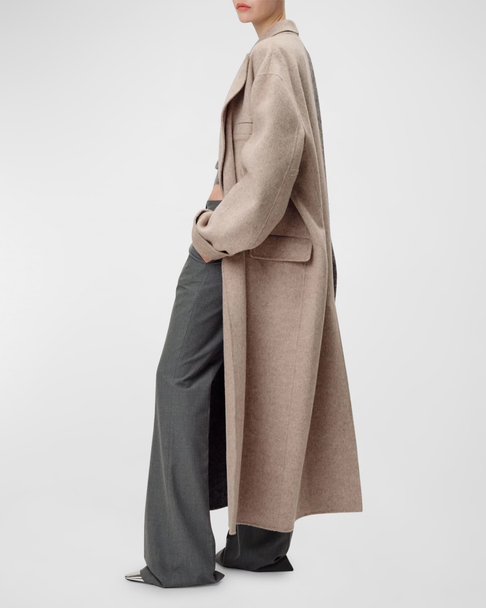 Ronny Kobo Wendalin Long Two-Tone Wool Coat | Neiman Marcus