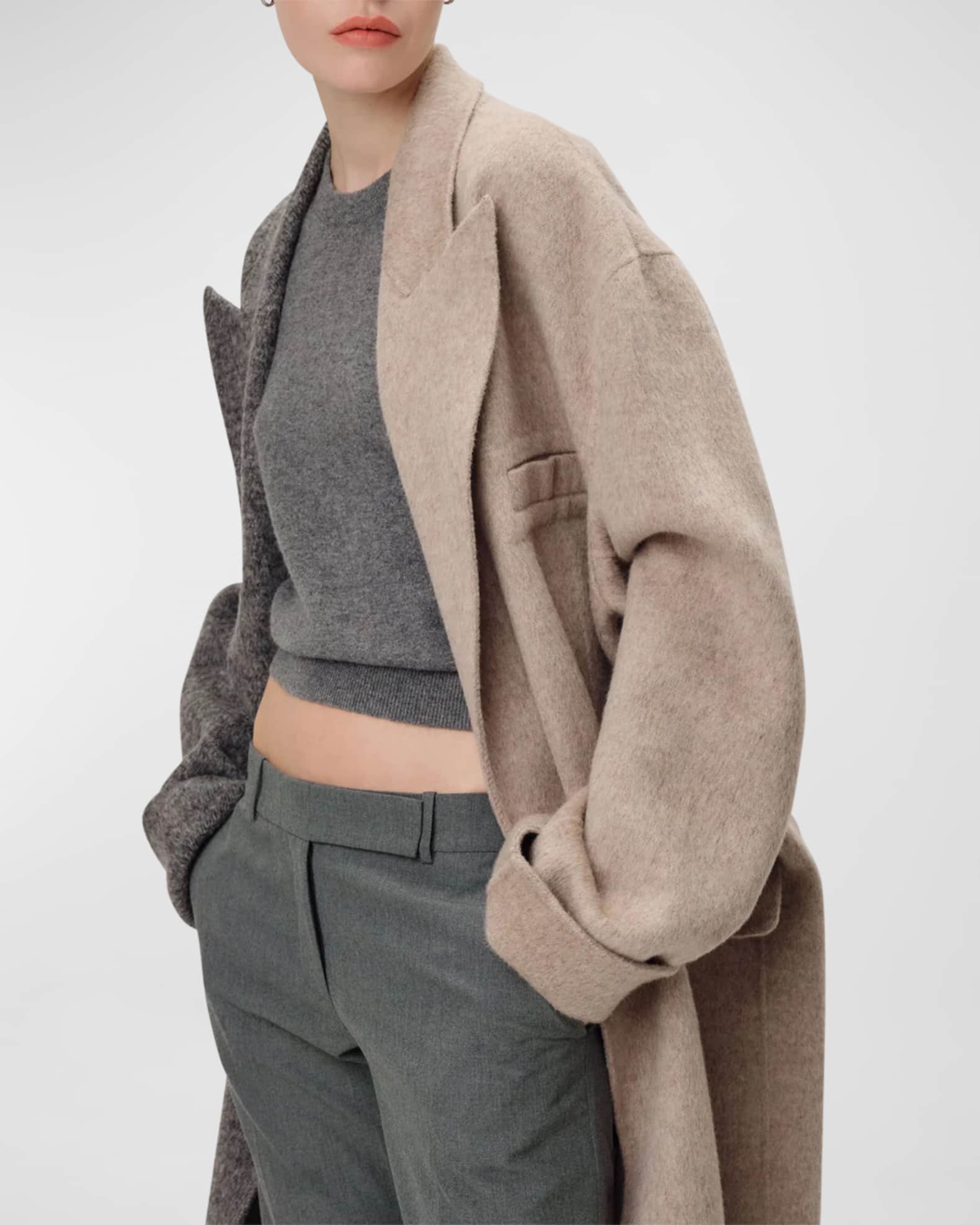 Ronny Kobo Wendalin Long Two-Tone Wool Coat | Neiman Marcus