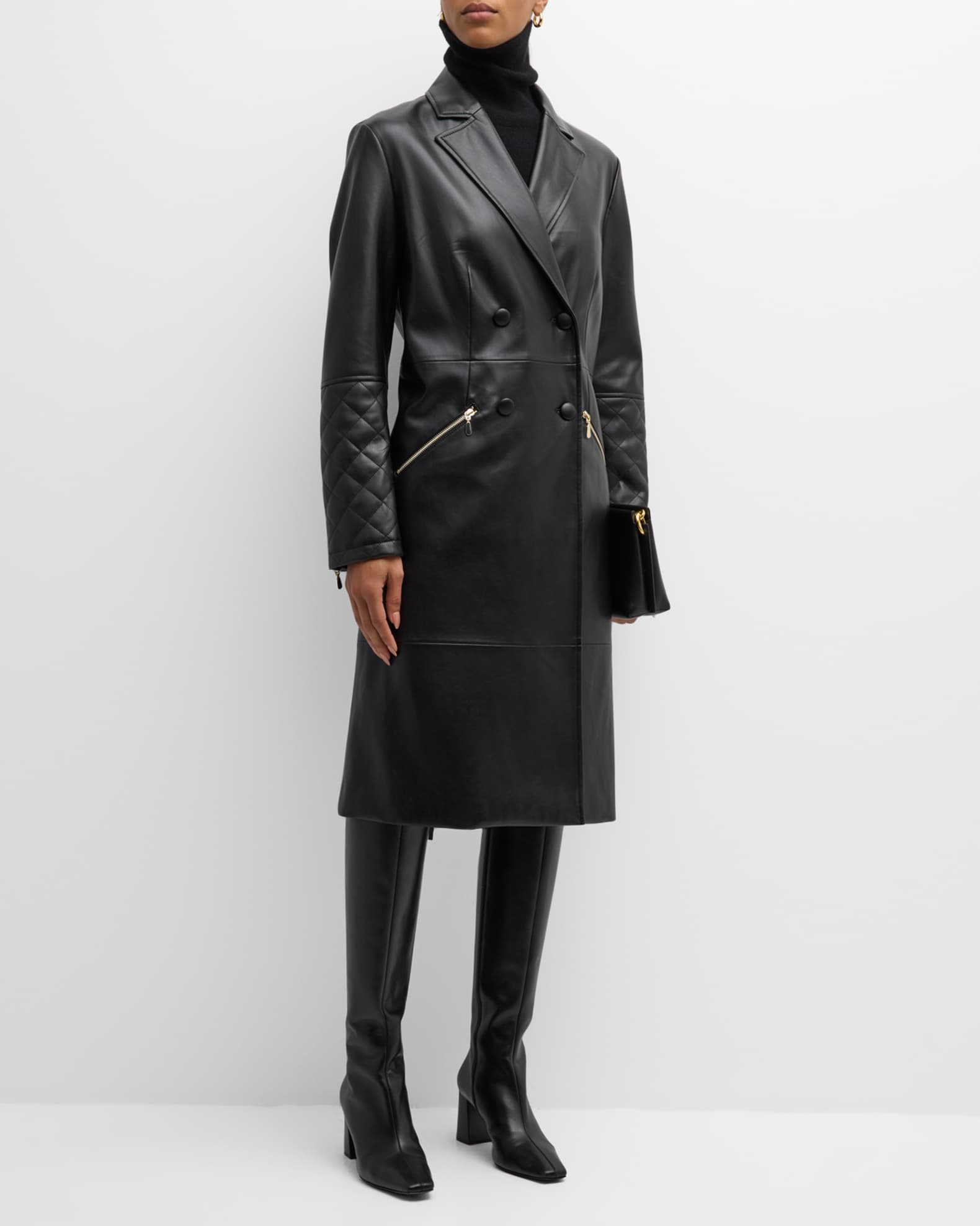 Elie Tahari The Dina Vegan Leather Trench Coat | Neiman Marcus