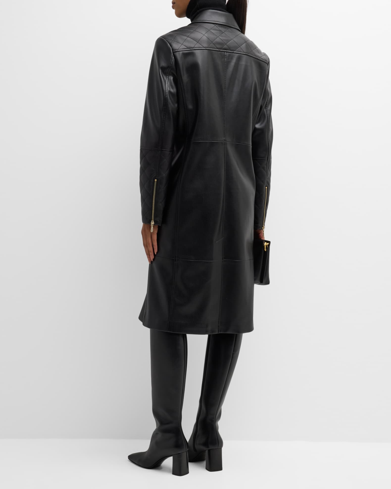 Elie Tahari The Dina Vegan Leather Trench Coat | Neiman Marcus