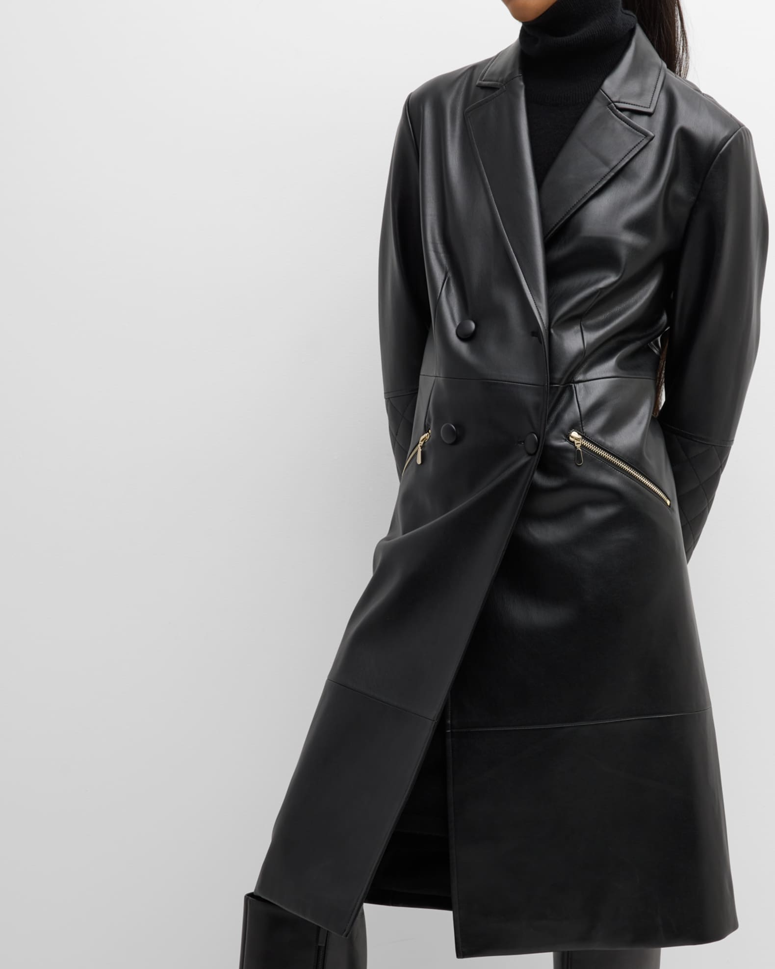 Elie Tahari The Dina Vegan Leather Trench Coat | Neiman Marcus